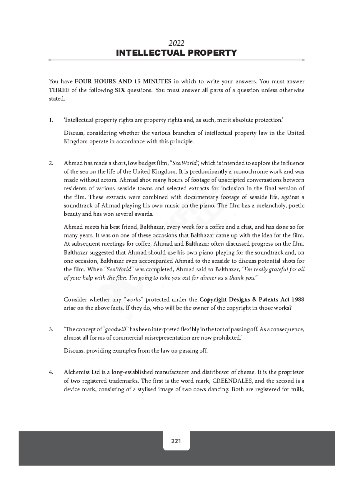 BOOK LLB UOL PYQ Y3 Intellectual Property 2022 - 221 2022 INTELLECTUAL ...