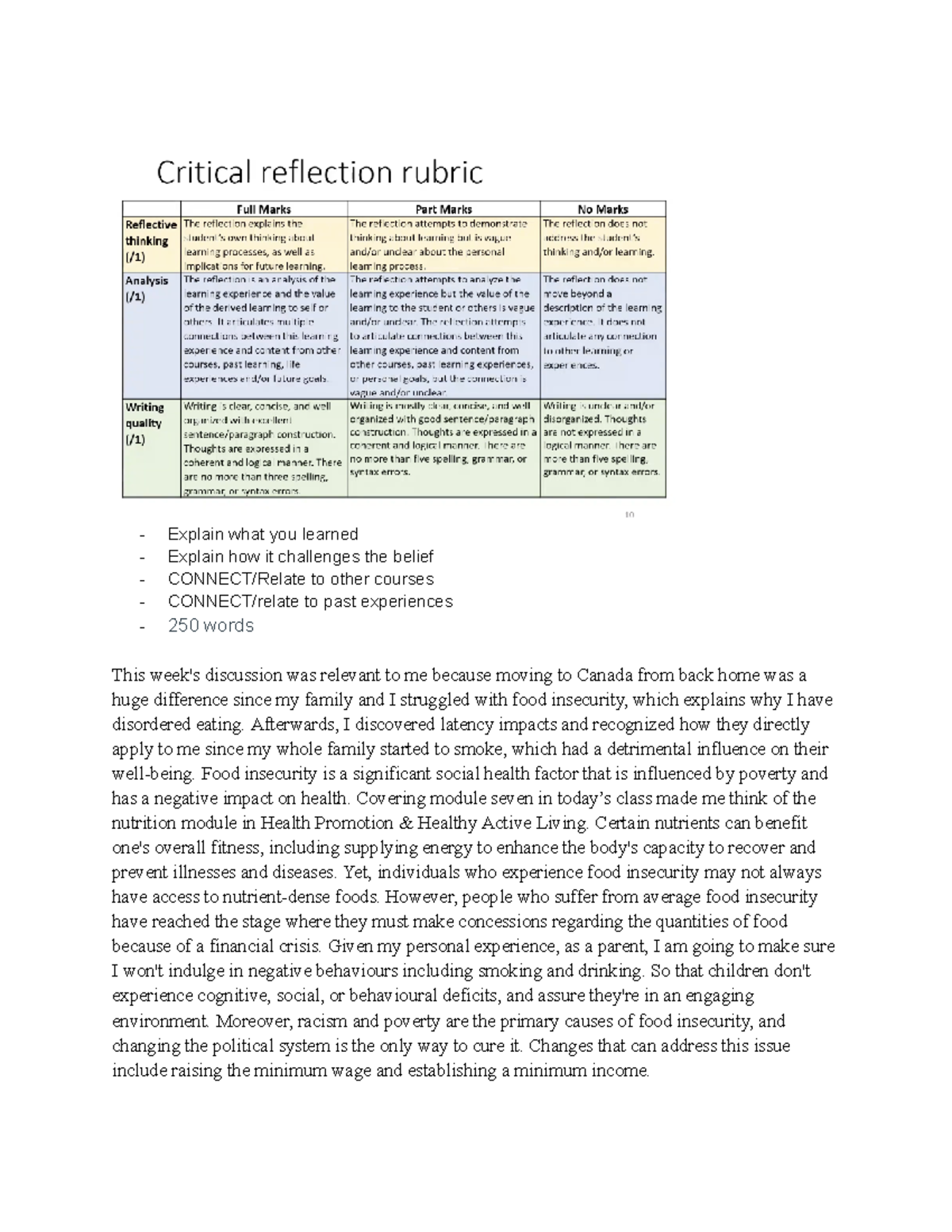 Week 6 7 reflection - Explain what you learned Explain how it ...