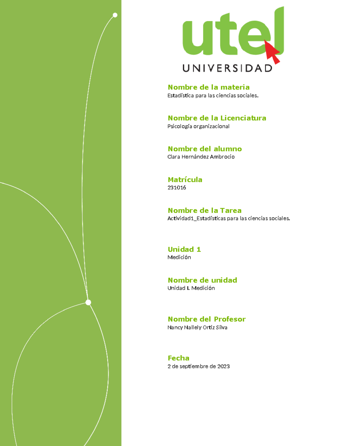 Actividad 1 Estadística Para Las Ciencias Sociales Nombre De La