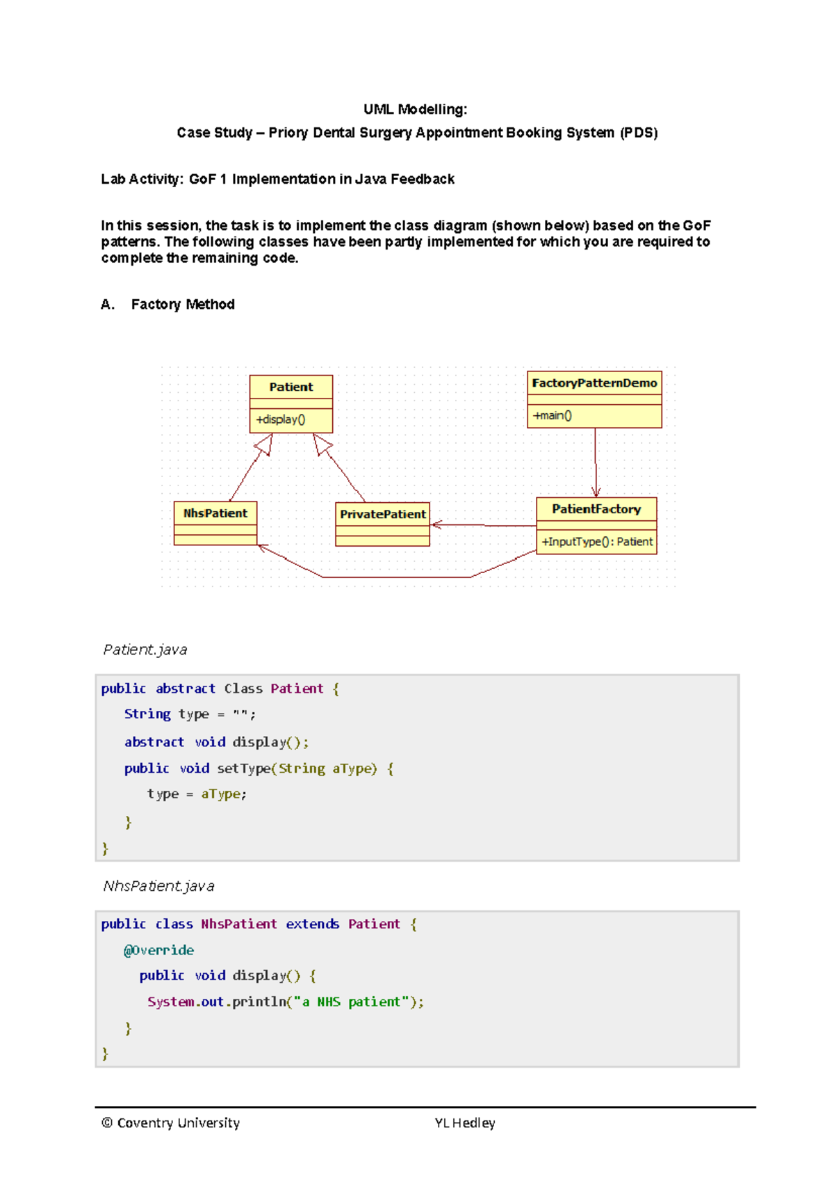 Lab Activity - Go F 1 v2 - Feedback - UML Modelling: Case Study ...