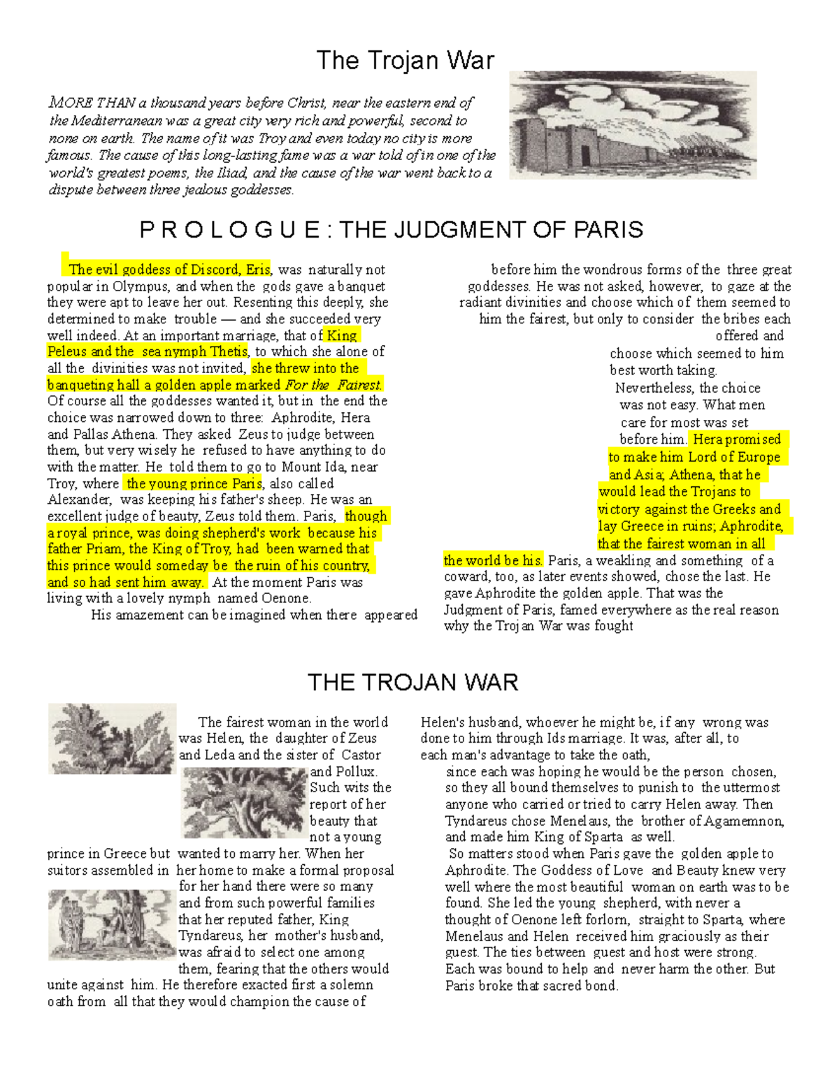 The Trojan War - Assignment answers - The Trojan War MORE THAN a ...