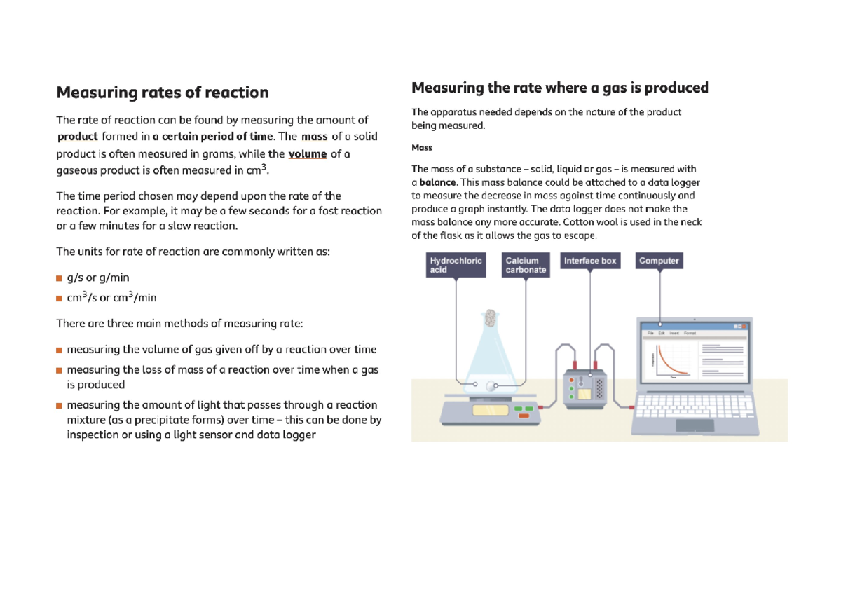 Measuring Rates of Reaction Notes and Questions - Questions Q1a ...