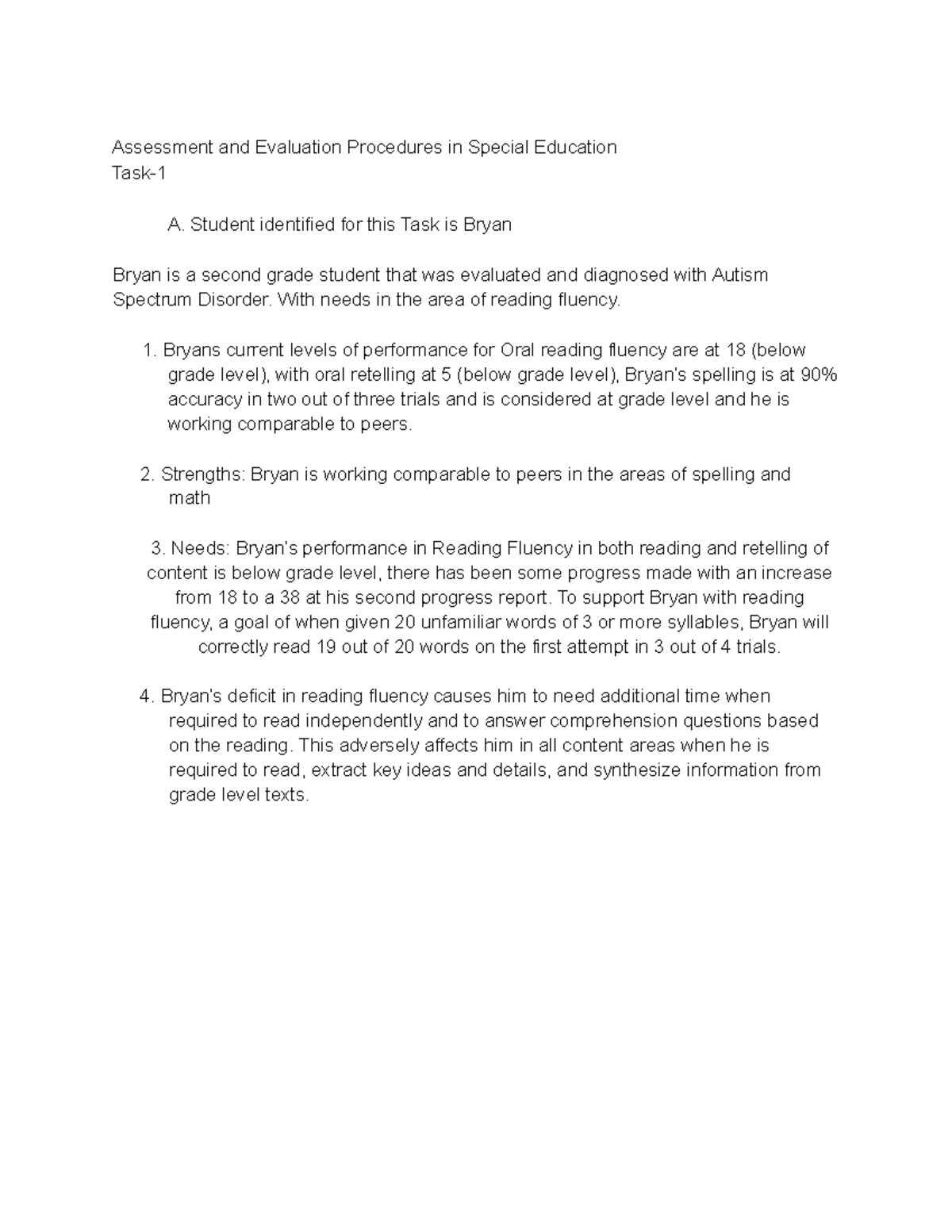 Assessment and evaluation Task 1 #2 - Assessment and Evaluation ...