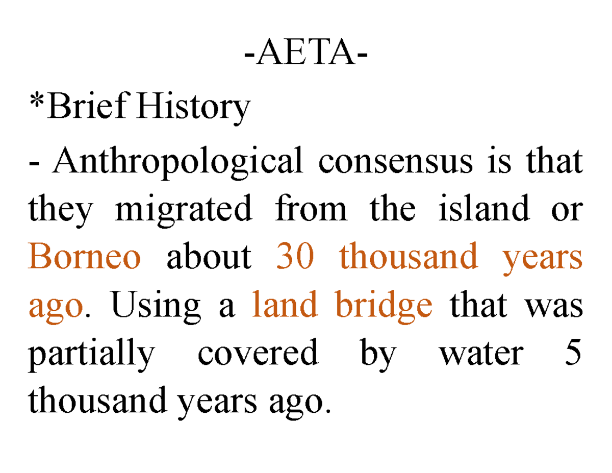 AETA 053930 - Summary Philippine Indigenous Communities -AETA- *Brief ...