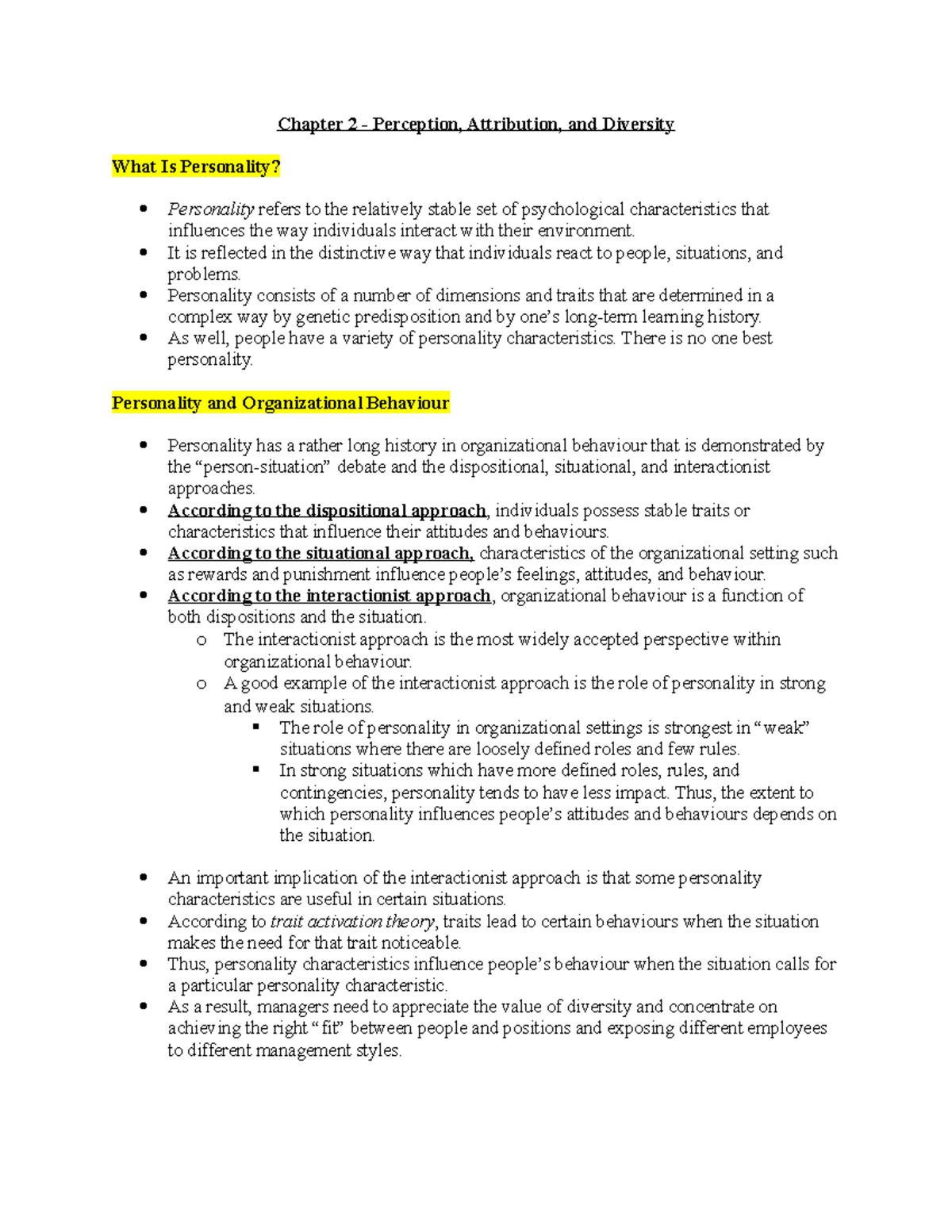 Chapter 2 - notes - Chapter 2 - Perception, Attribution, and Diversity ...