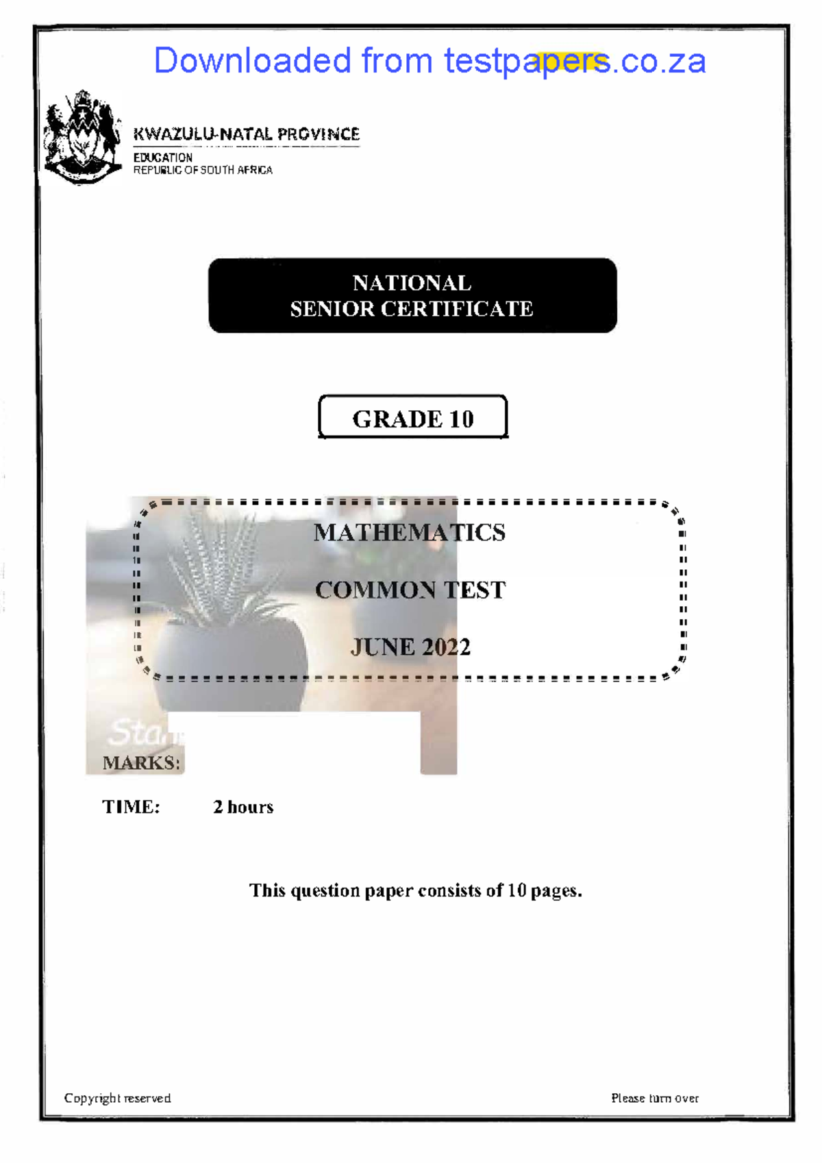 Maths Gr12 June 2022 QP & Memo - KWAZULU NATAL PROVINCE EDUCATION ...