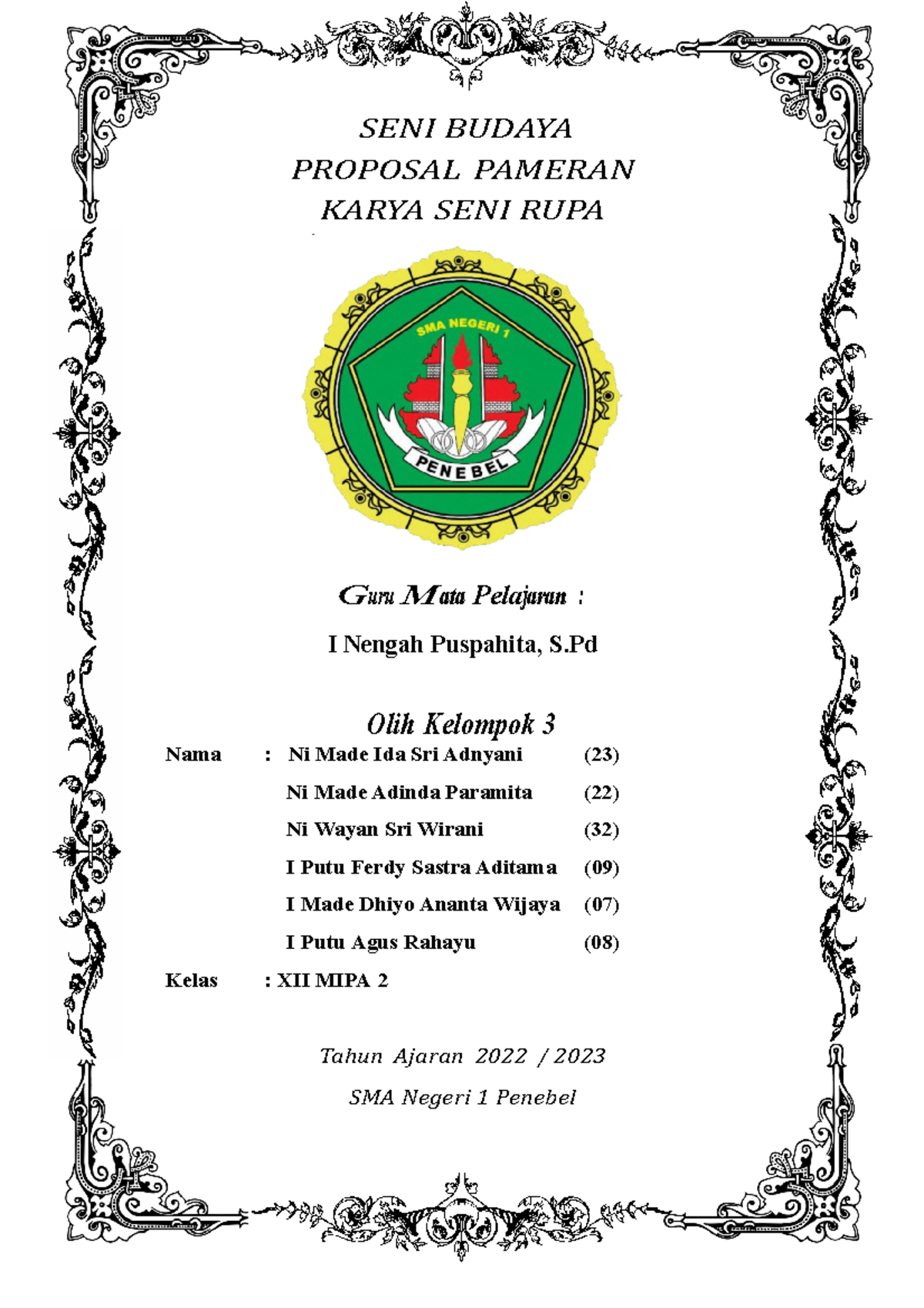 Proposal Pameran Seni Budaya - SENI BUDAYA PROPOSAL PAMERAN KARYA SENI ...