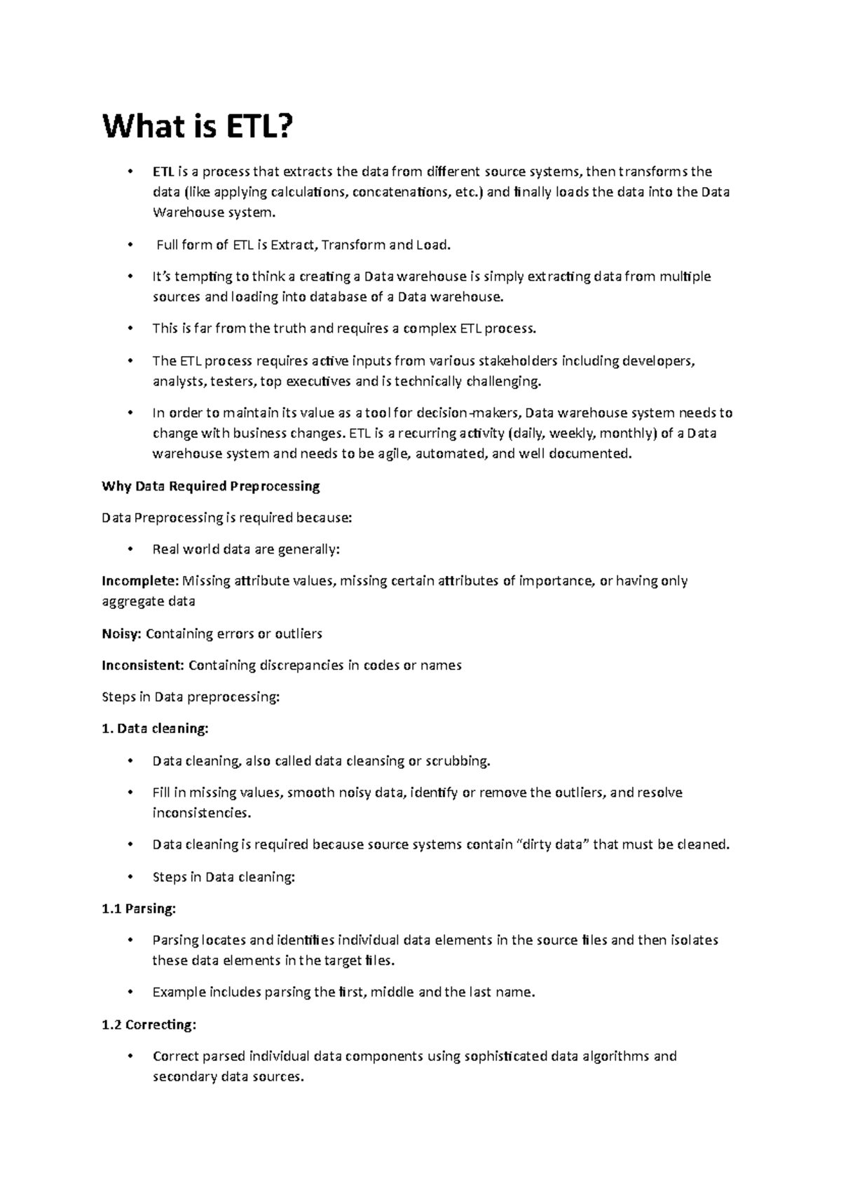 DATA Warehousing - Extraction - What is ETL? ETL is a process that ...