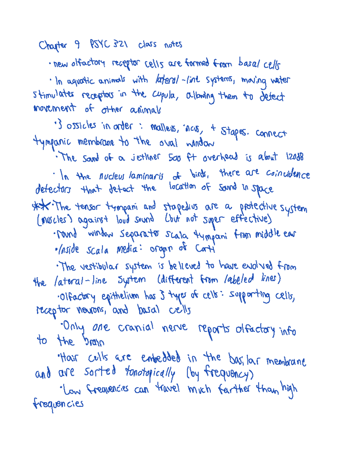 PSYC 321 Chapter 9 notes - Chapter 9 PSYC 321 class notes new olfactory ...