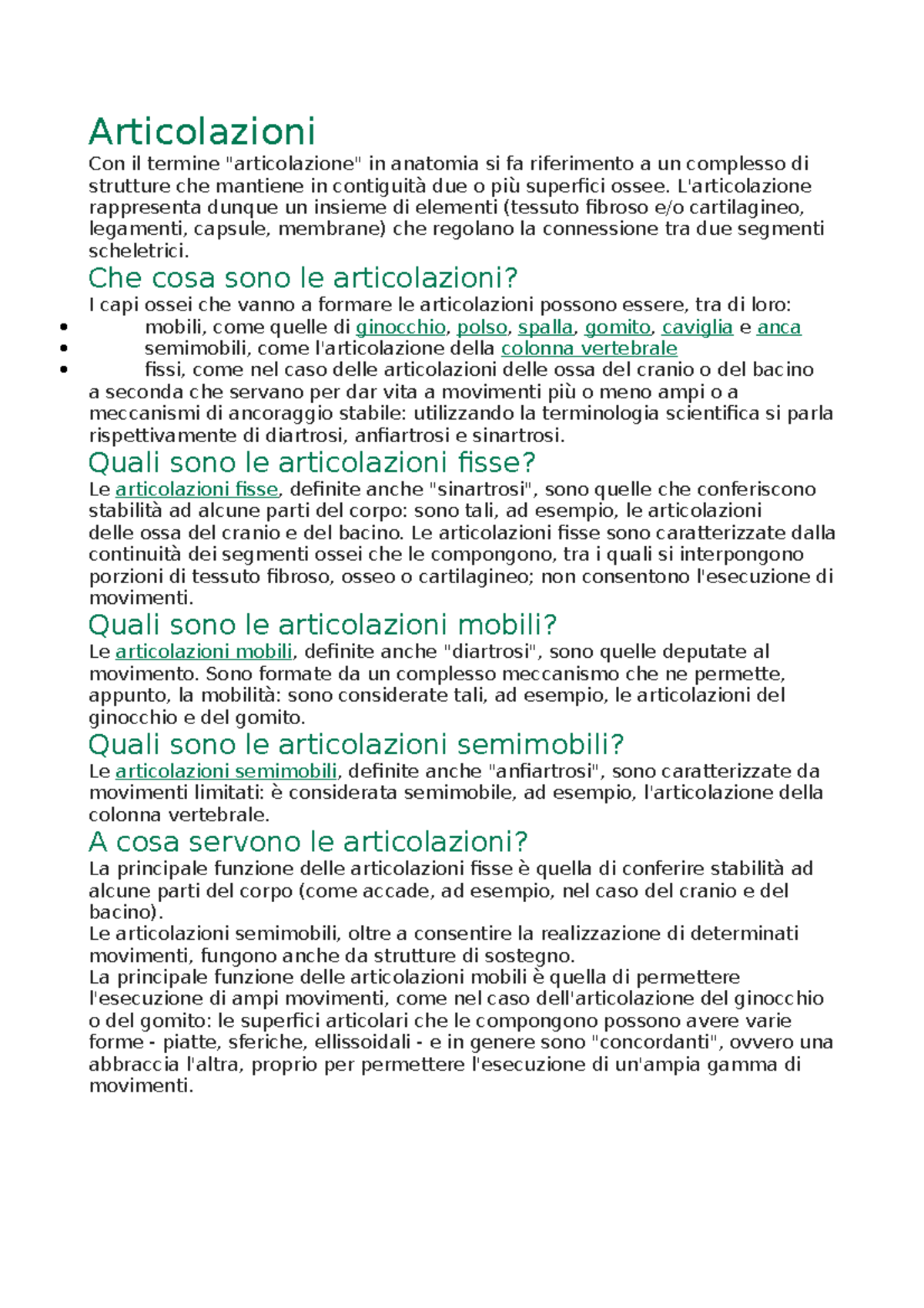 Articolazioni - Anatomia Artistica - ABA Bologna - Studocu