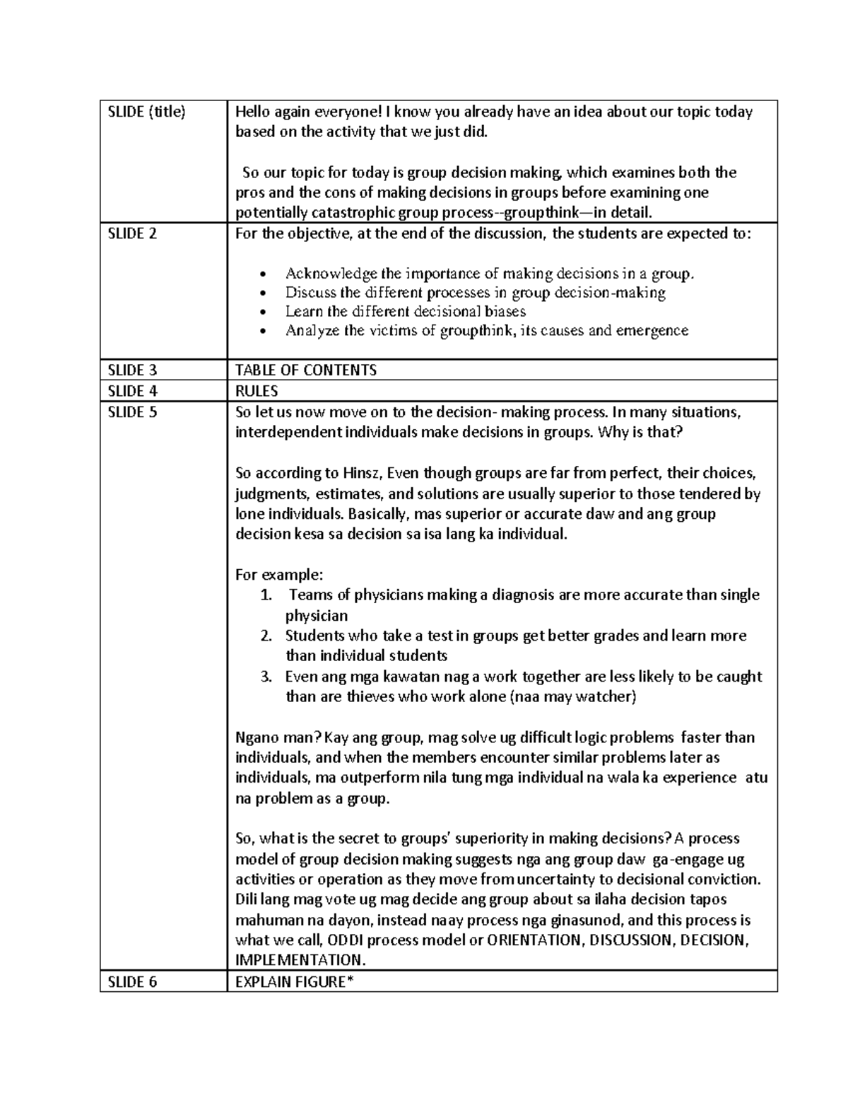 PSYCH 113 Report Script - SLIDE (title) Hello again everyone! I know ...