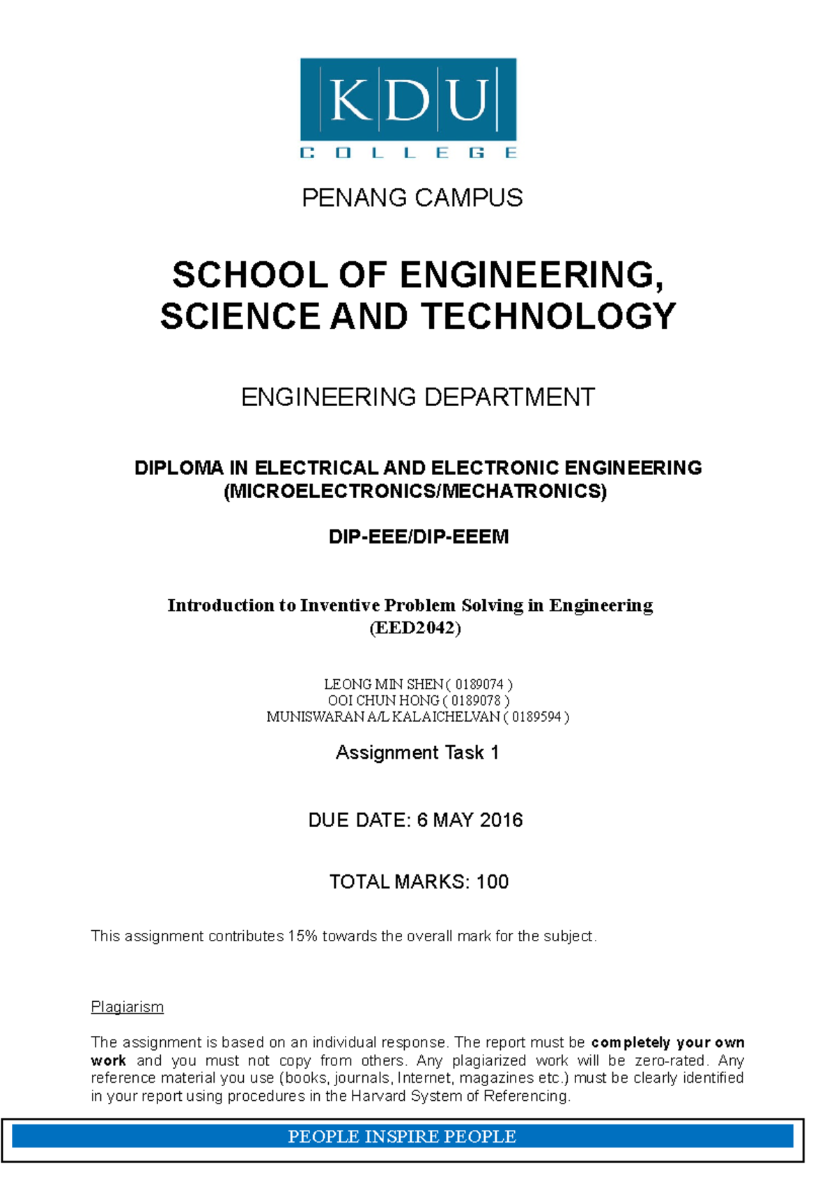 Latest Assignment Task 1 - SCHOOL OF ENGINEERING, SCIENCE AND ...