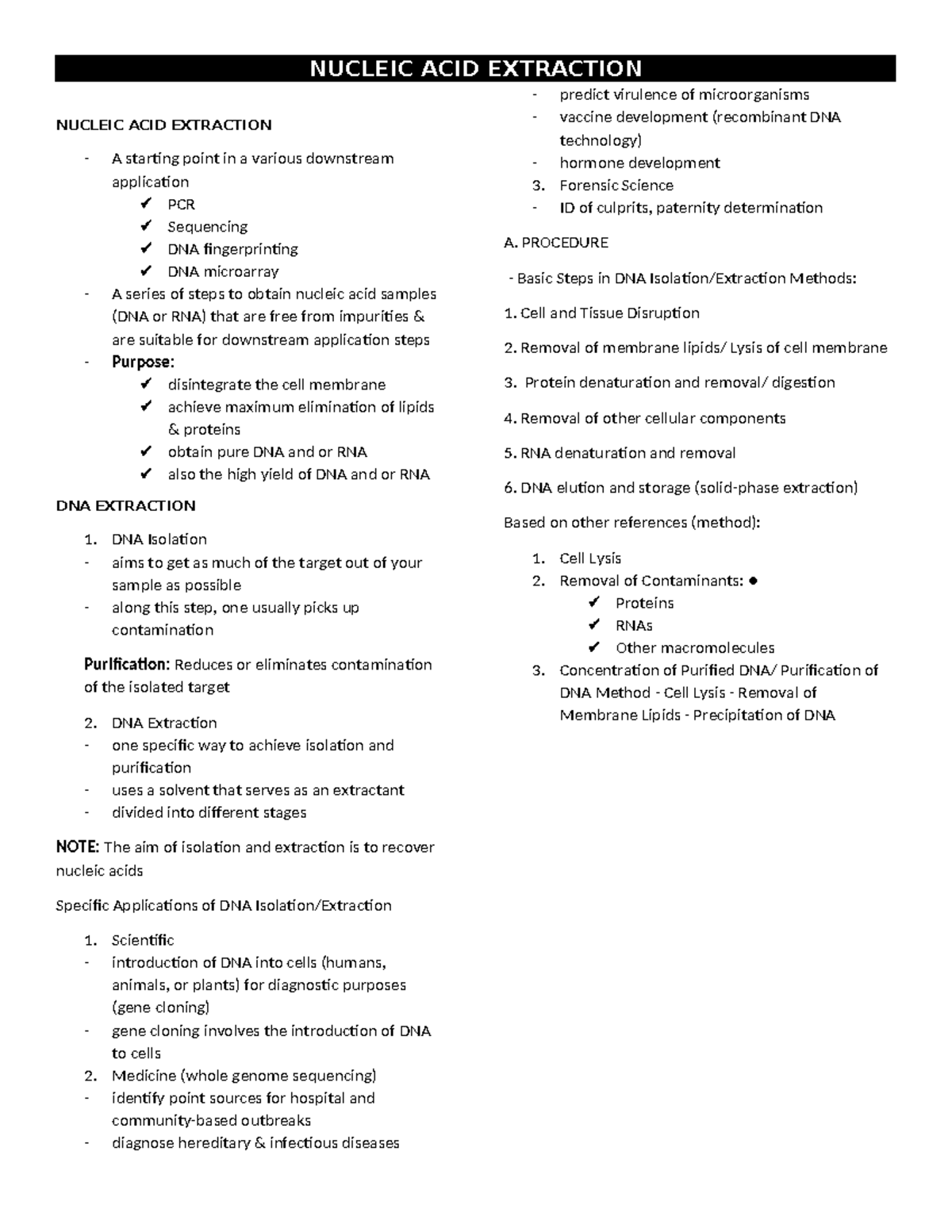 Nucleic ACID Extraction - NUCLEIC ACID EXTRACTION NUCLEIC ACID ...