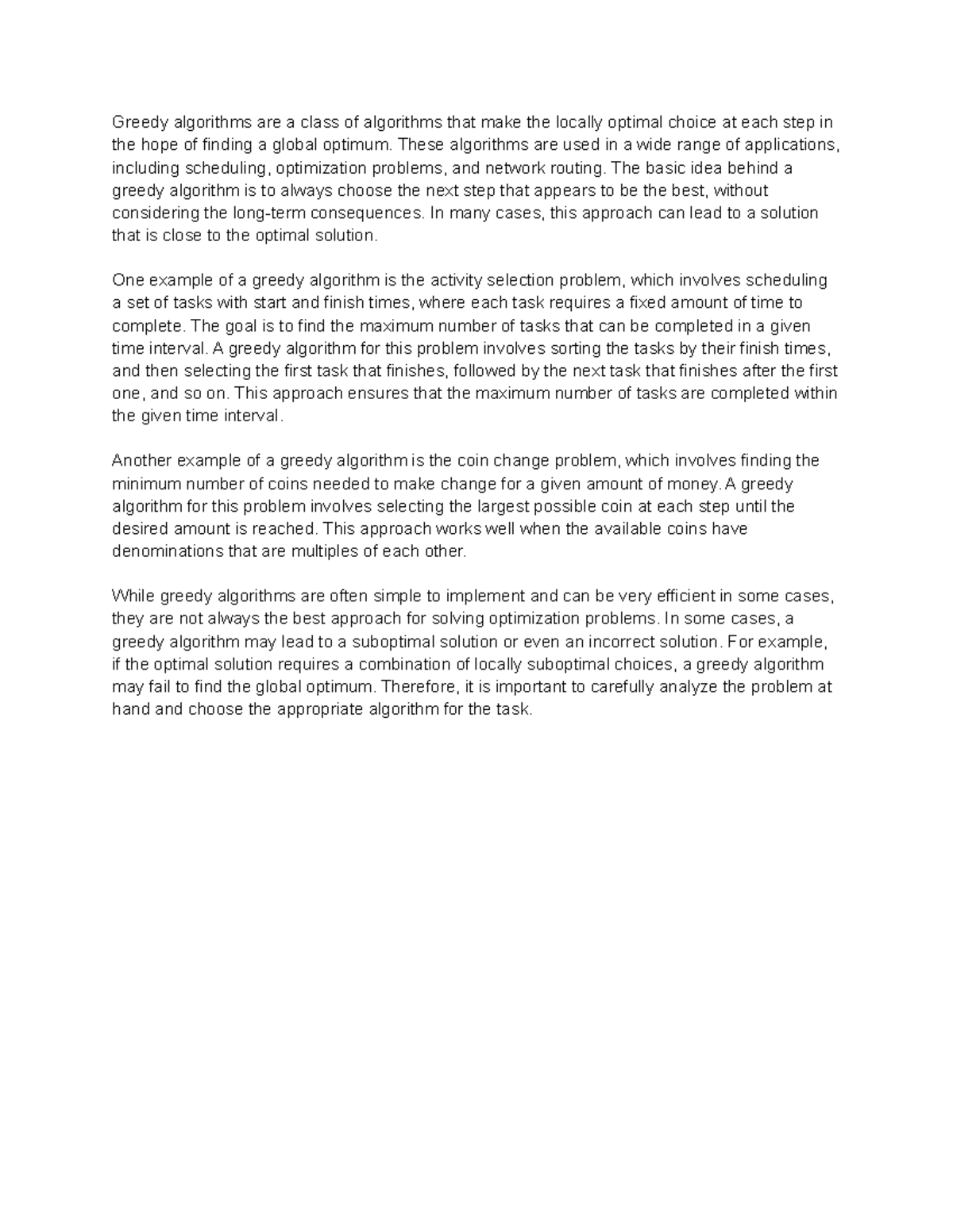 Greedy Algorithms Dr Jain Greedy Algorithms Are A Class Of Algorithms That Make The Locally