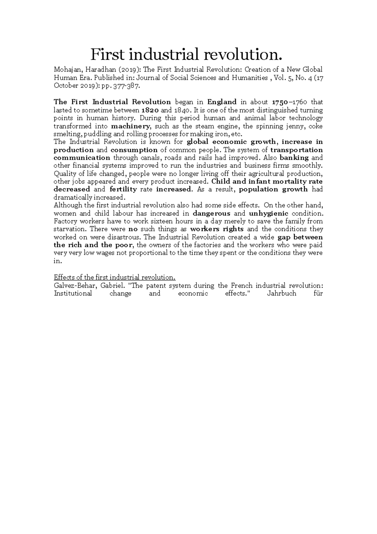 First industrial revolution - Mohajan, Haradhan (2019): The First ...