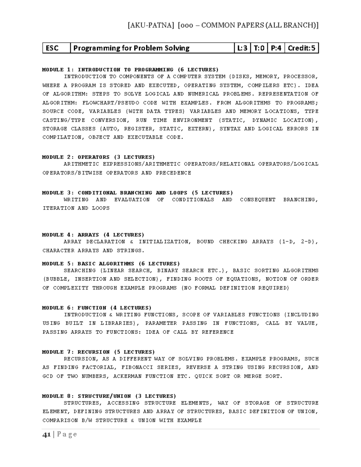 Pps syllbus - nm k - [AKU-PATNA] [000 – COMMON PAPERS (ALL BRANCH)] 41 ...