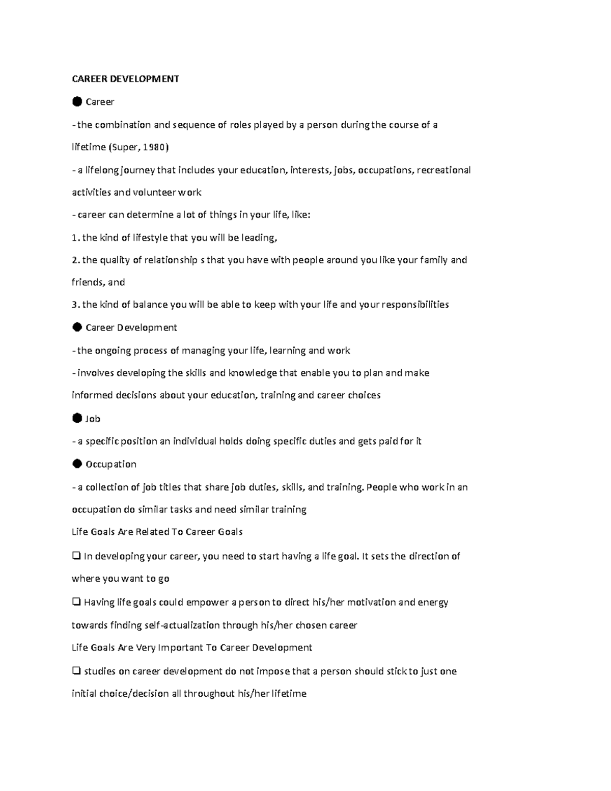 Career Development - CAREER DEVELOPMENT Career the combination and ...