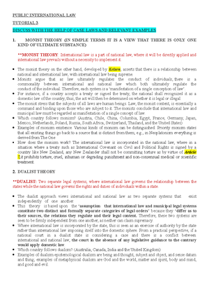 PIL Tutorial 1 - PUBLIC INTERNATIONAL LAW UPI7312 2110 (L2 ONLY ...