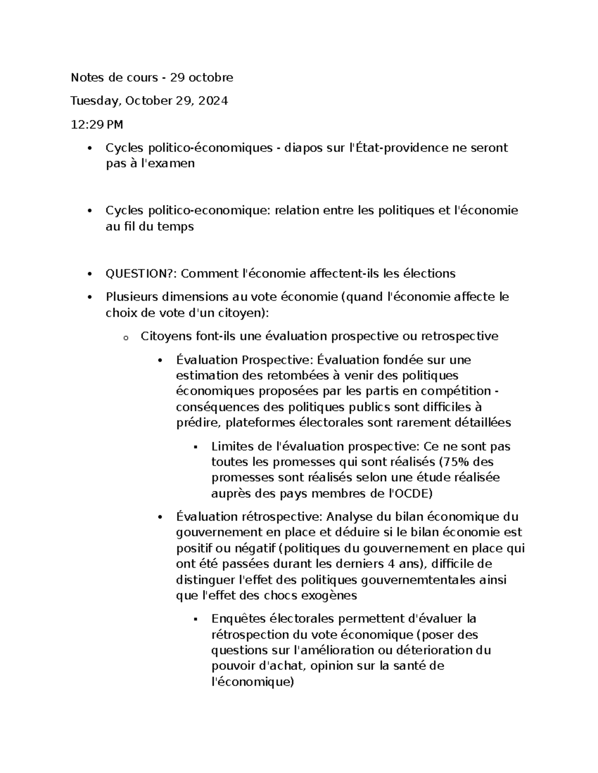 Notes de cours sur Cycles politico-économiques - Notes de cours - 29 ...