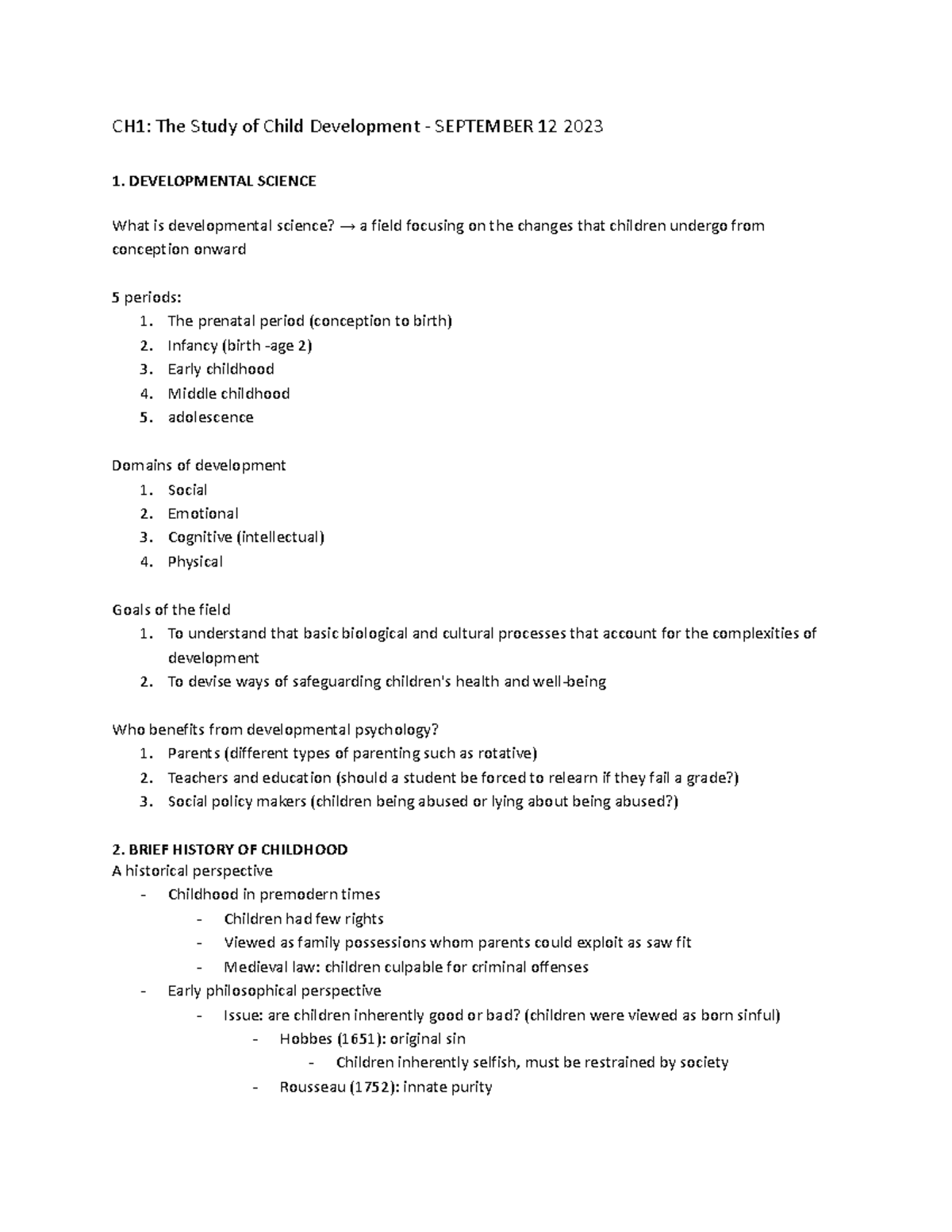 PSYCH 2040 Notes - CH1: The Study of Child Development - SEPTEMBER 12 ...