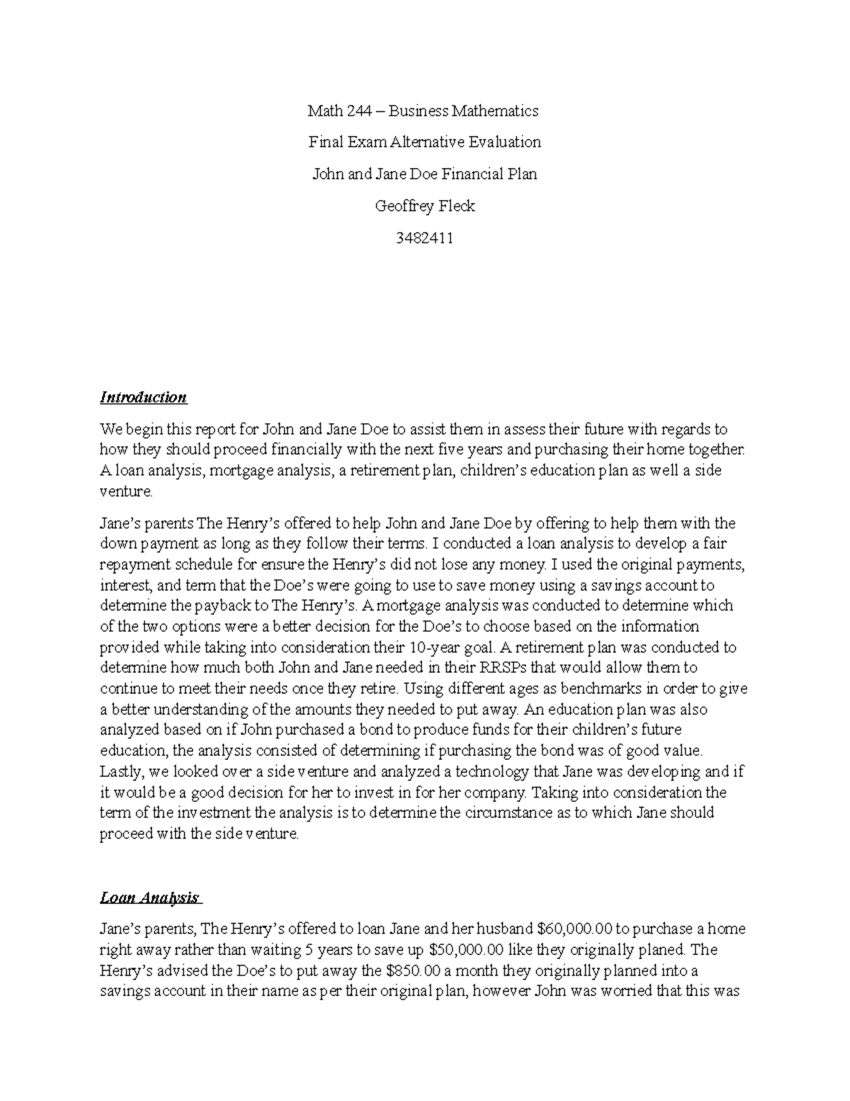 Final - help - Math 244 – Business Mathematics Final Exam Alternative ...