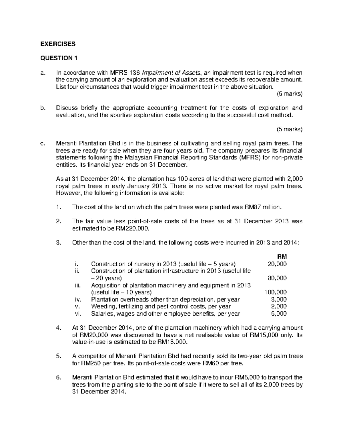 Question and Answer - Agriculture - EXERCISES QUESTION 1 a. In ...