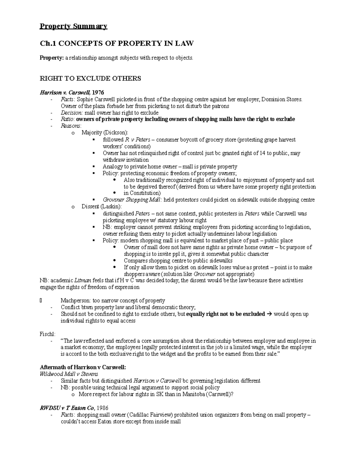 Property Mossman 2012 1 Property Summary Ch CONCEPTS OF PROPERTY IN property-mossman-2012-1-property-summary-ch-concepts-of-property-in