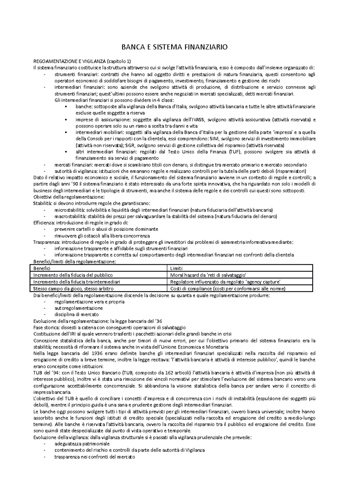 Banca E Sistema Finanziario - riassunti per preparazione esame - BANCA ...