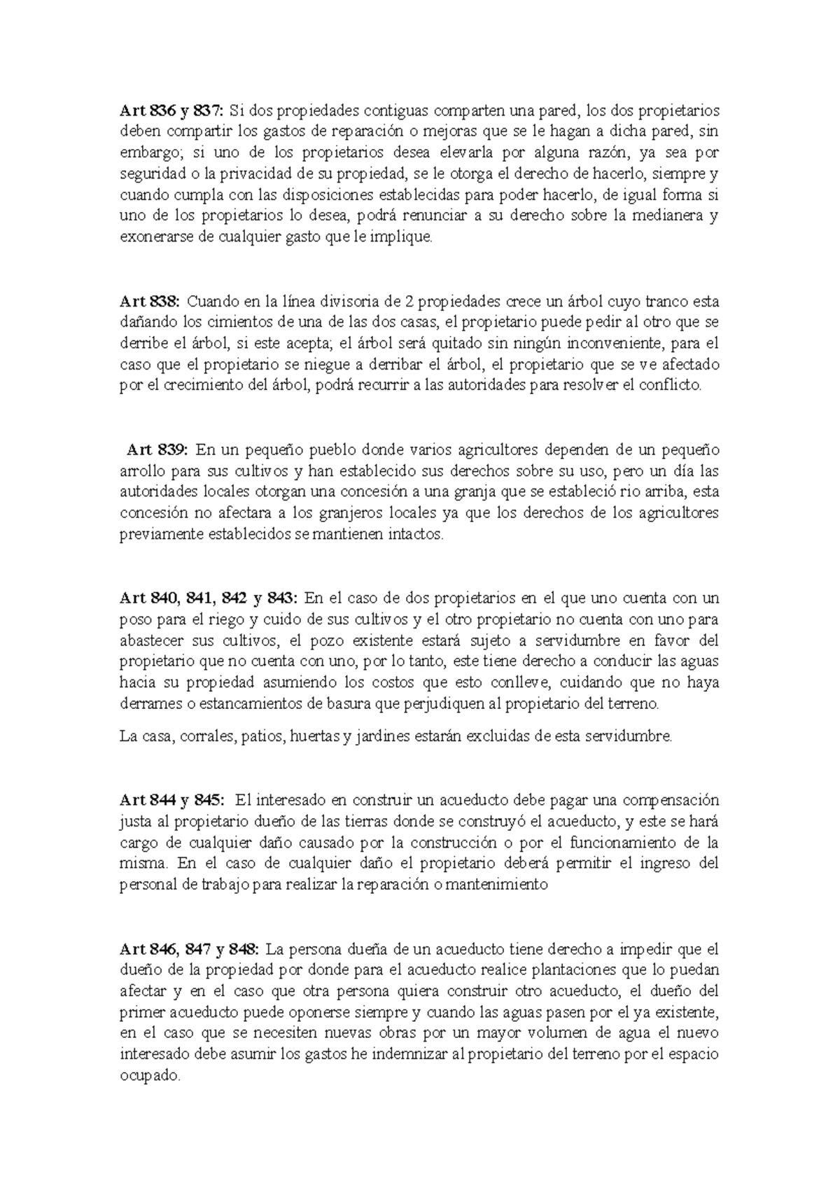 Articulo-Privado 1 - Art 836 y 837: Si dos propiedades contiguas ...