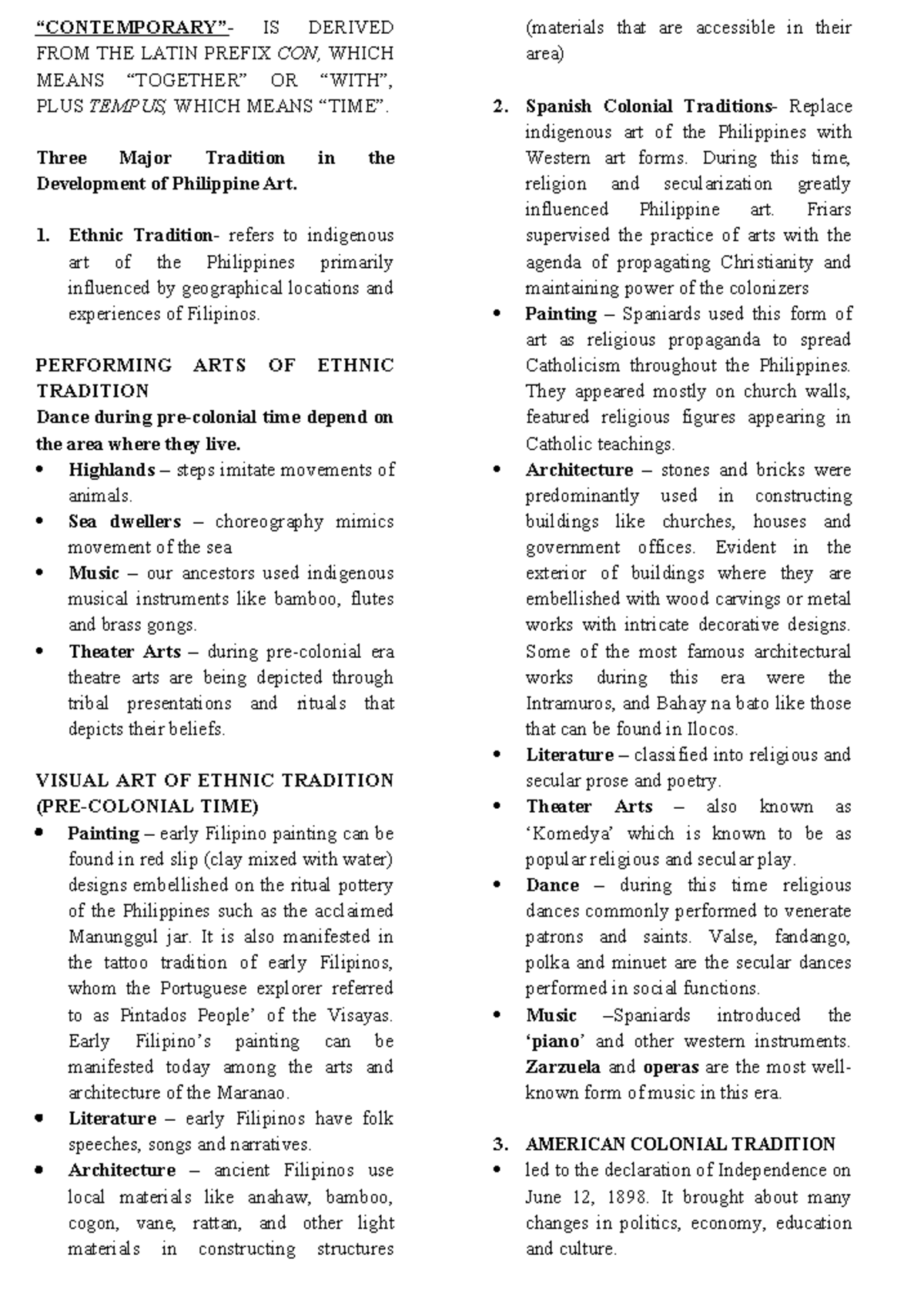 Contempo 1ST SEM - notes - “CONTEMPORARY”- IS DERIVED FROM THE LATIN ...