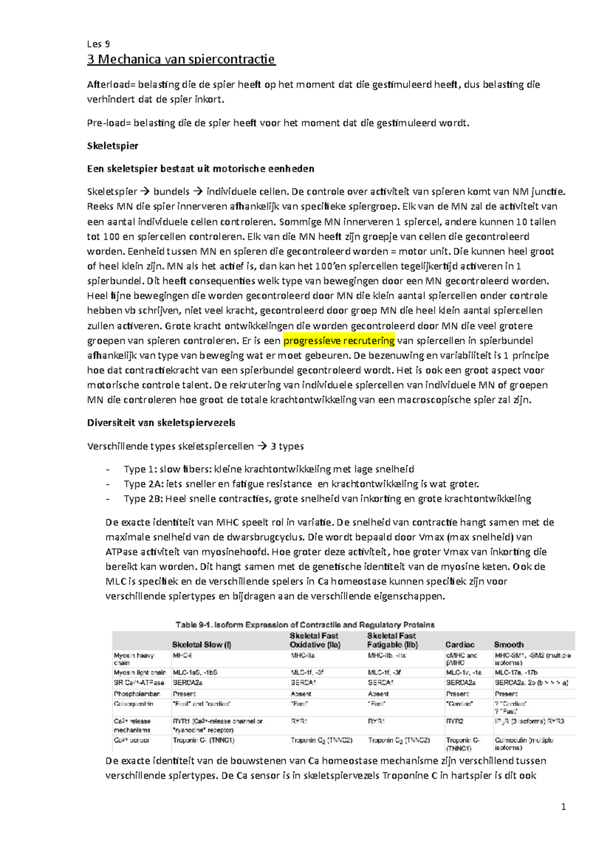 Les 9 - Les 9 Celfysiologie - 3 Mechanica van spiercontractie Afterload ...
