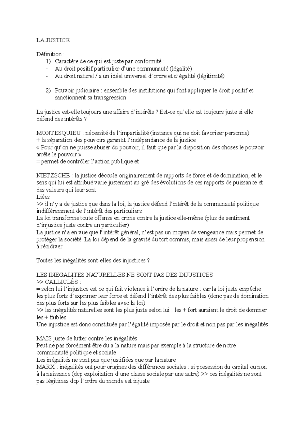 La Justice philo - LA JUSTICE Définition : 1) Caractère de ce qui est ...
