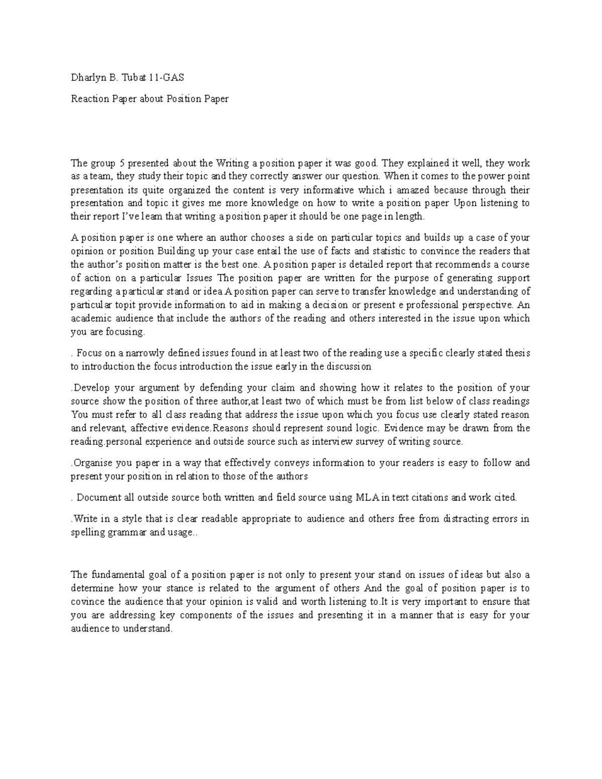 G-5 reaction paper - Dharlyn B. Tubat 11-GAS Reaction Paper about ...