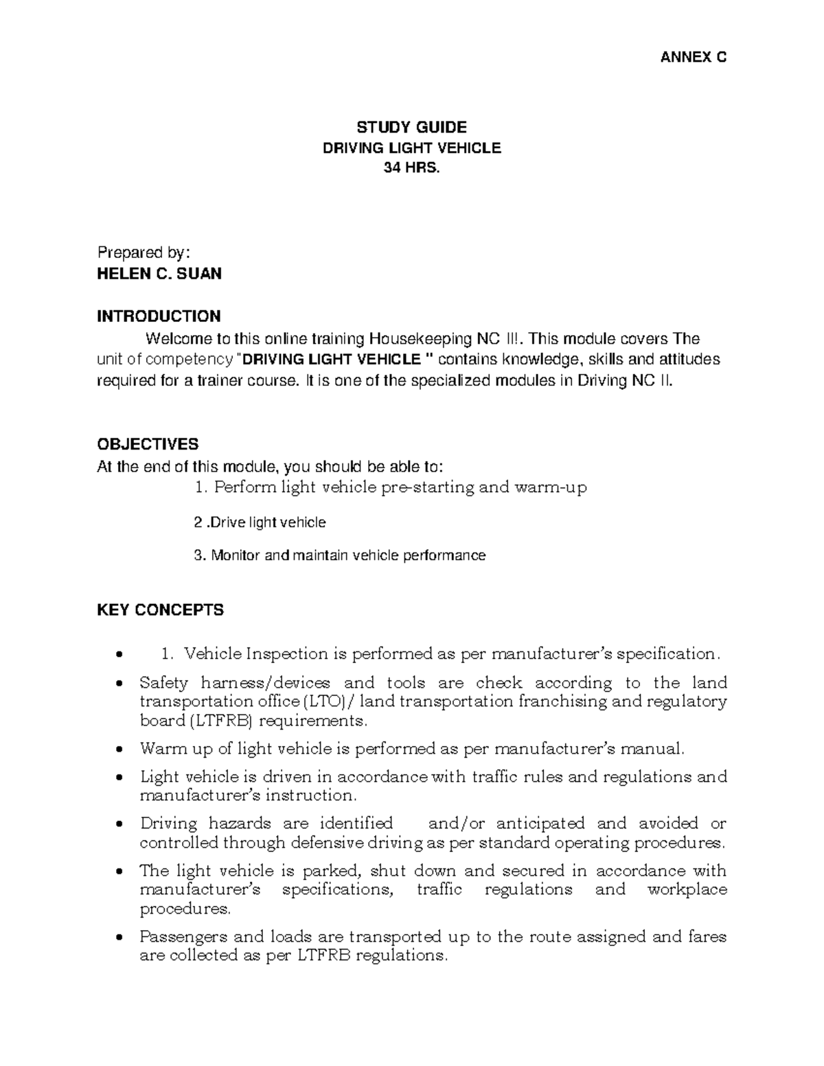 Study guide Driving Light Vehicle - STUDY GUIDE DRIVING LIGHT VEHICLE ...