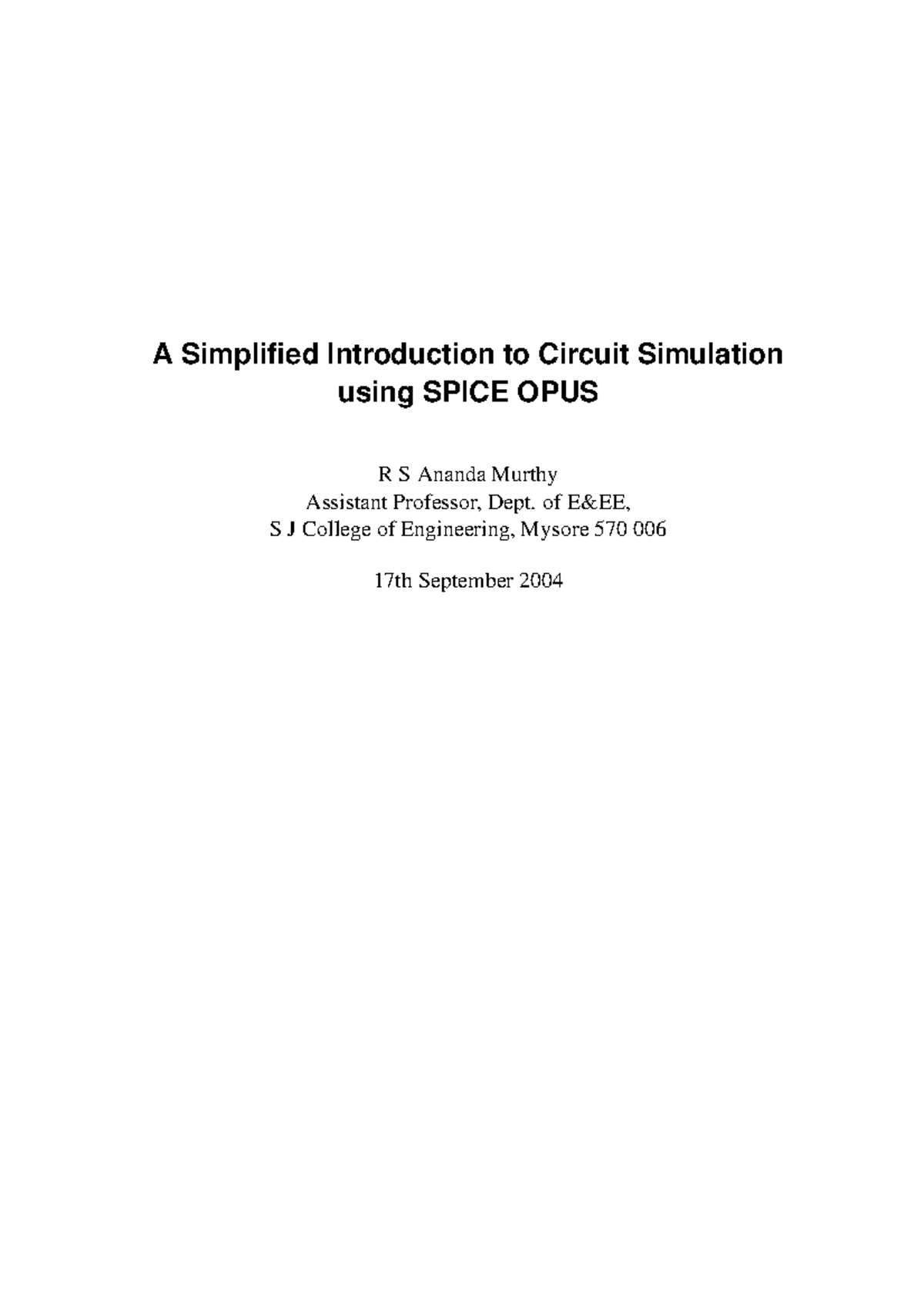 Tutorial-rsam - learning - A Simplified Introduction to Circuit Simulation using SPICE OPUS R S ...
