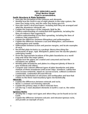 Review Exam 3 - Summary Earth's Dynamic Environment - Earthquakes ...