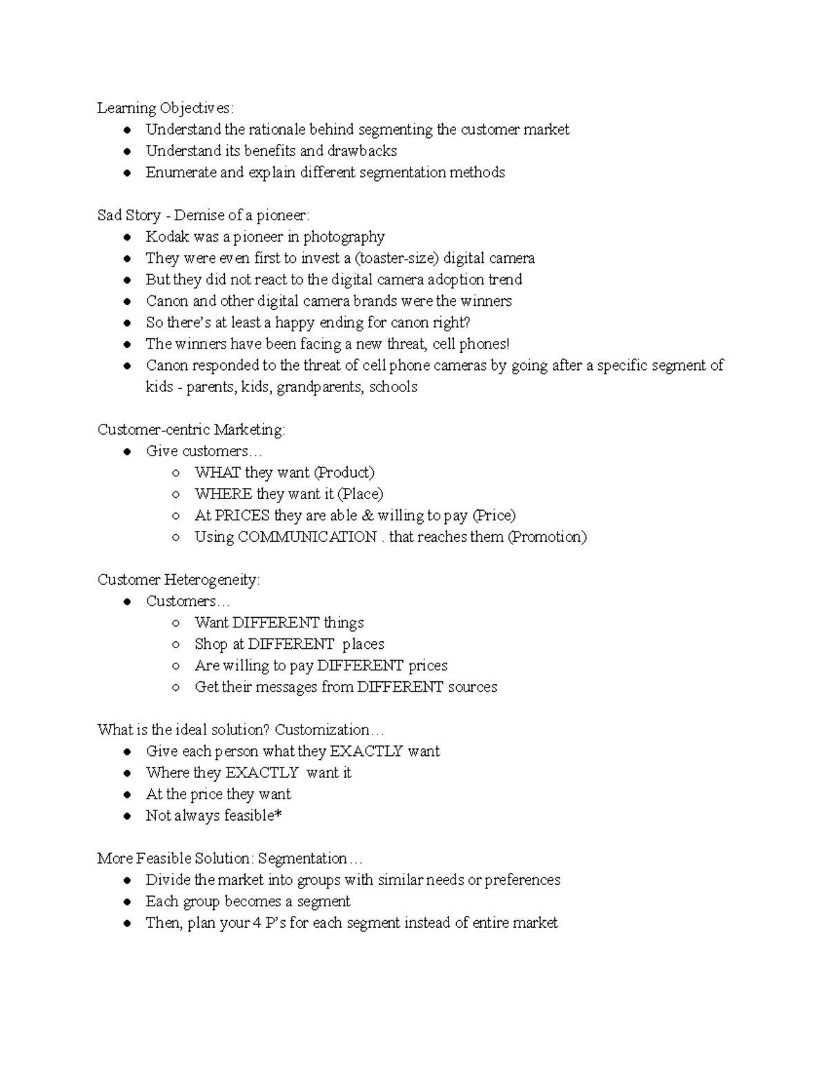 Segmentation, Targeting and Positioning - Learning Objectives ...