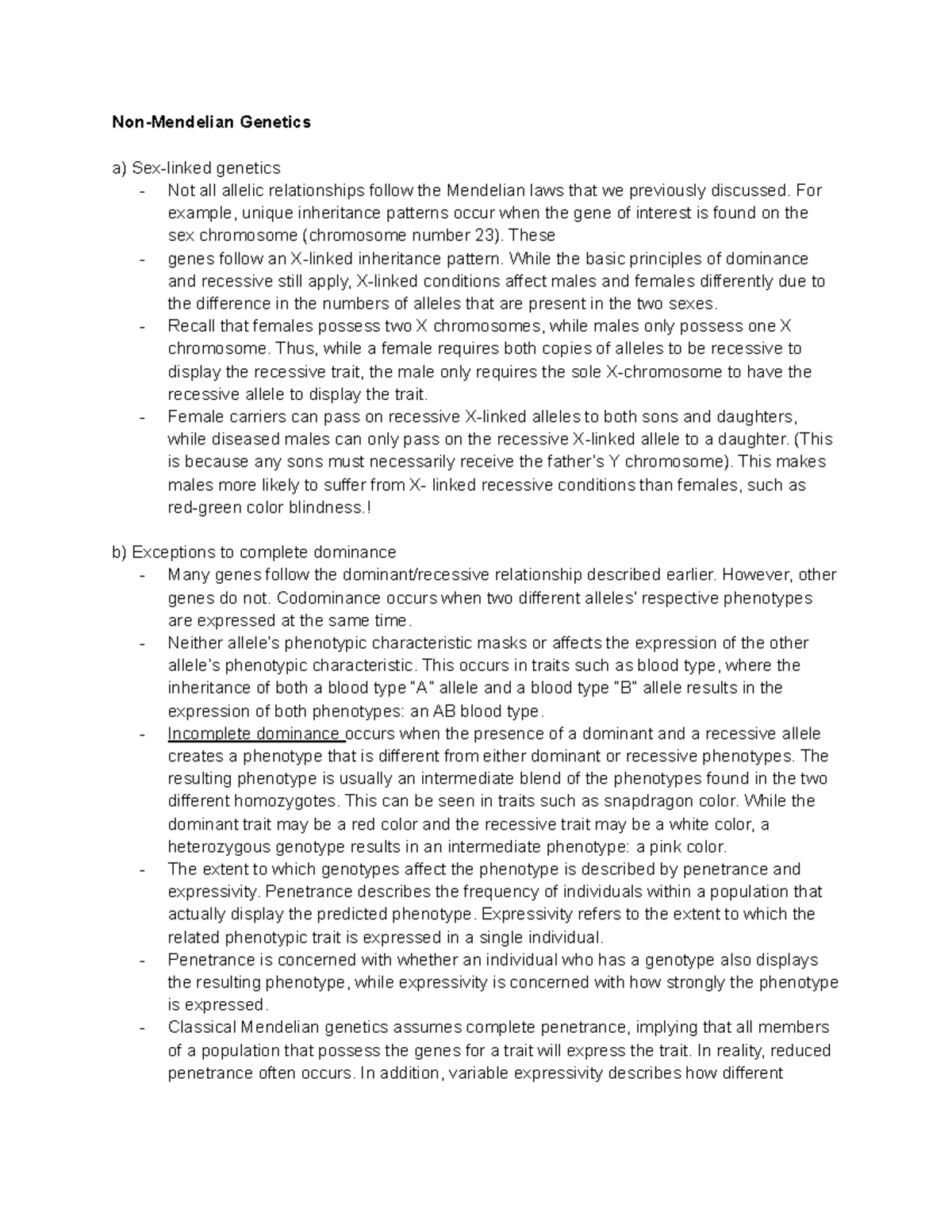 Non-Mendelian Genetics - For example, unique inheritance patterns occur ...