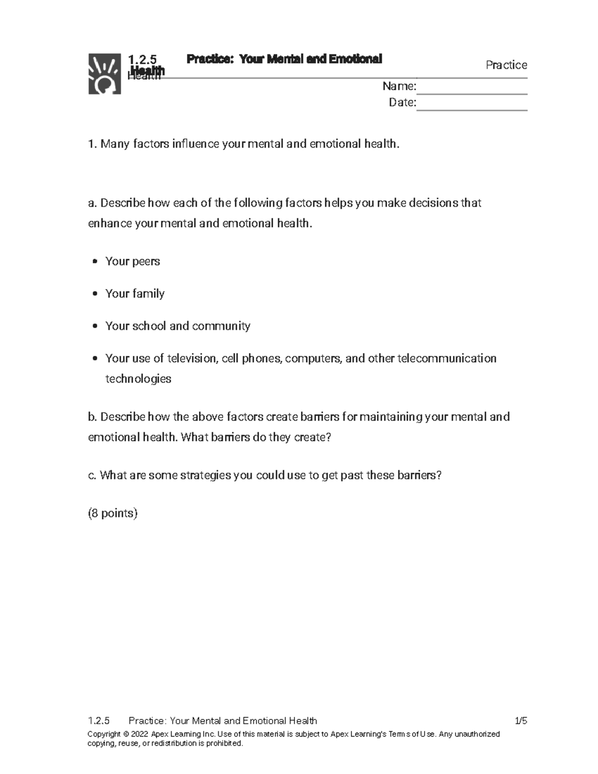 1.2.5 Practice - Your Mental and Emotional Health (Practice)-2 ...