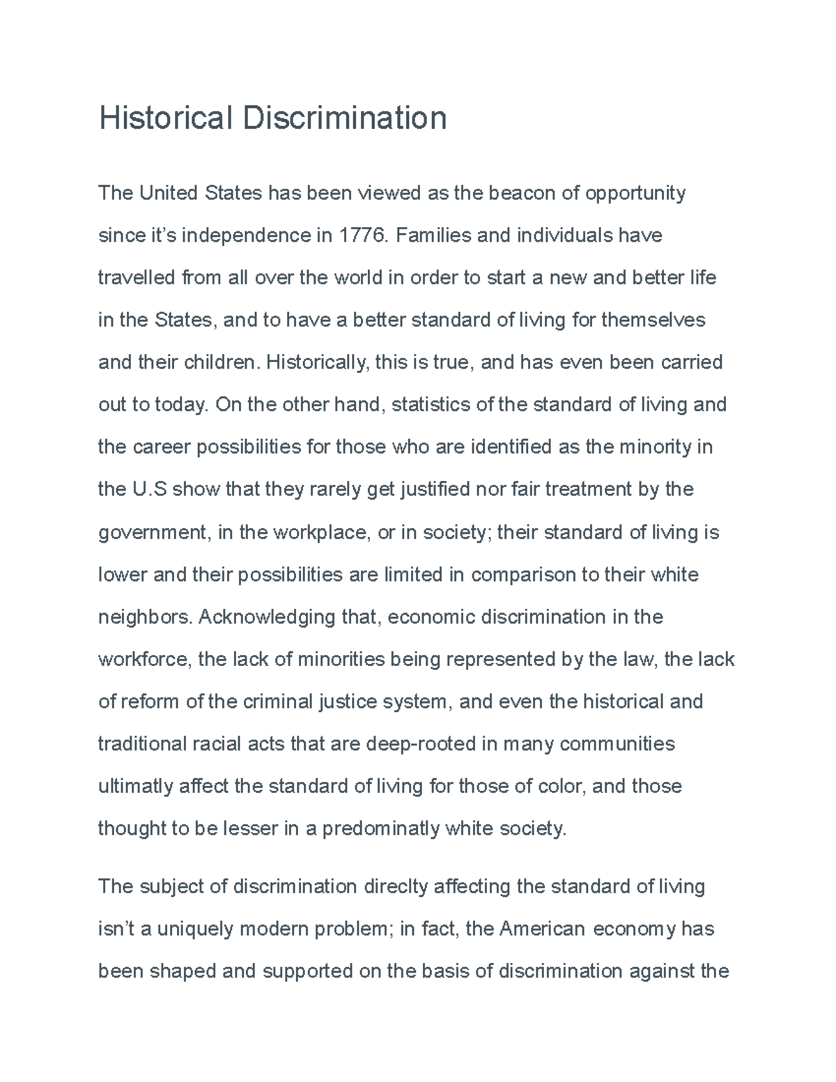 Historical Discrimination - Families and individuals have travelled ...