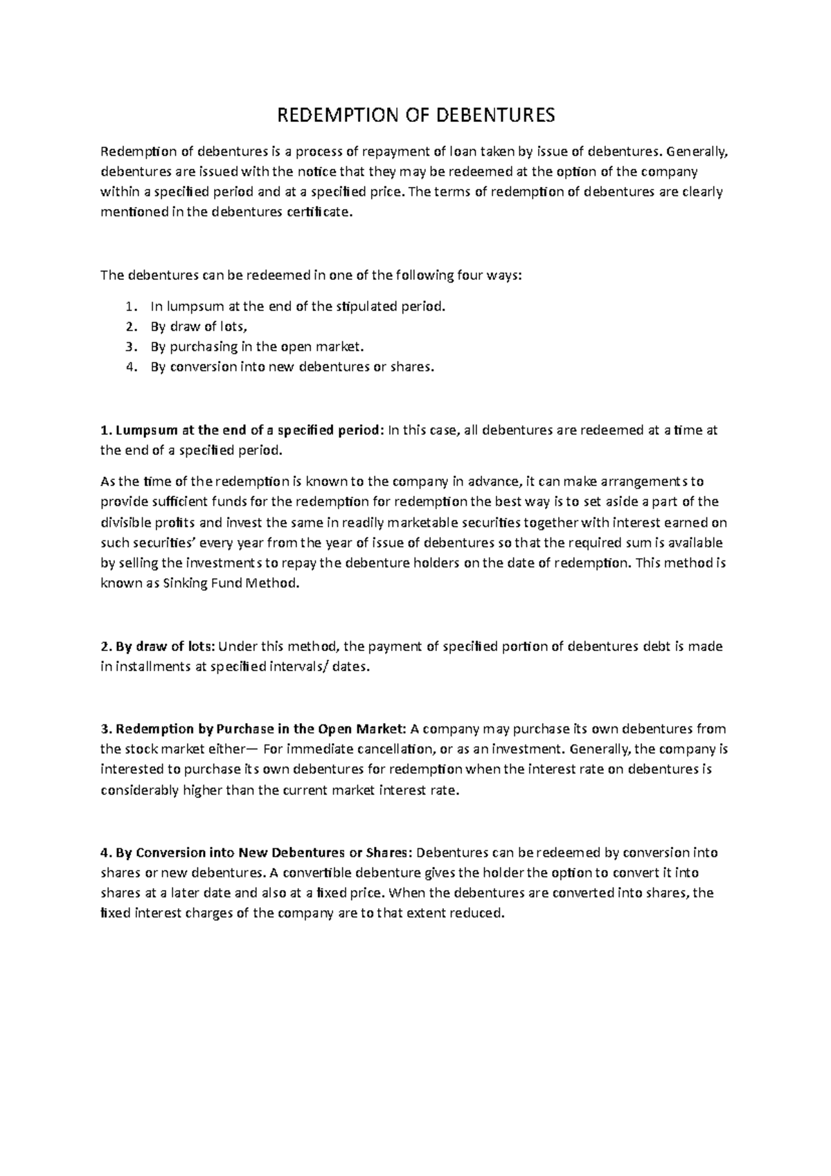 Redemption of Debentures Corporate Accounting - REDEMPTION OF ...