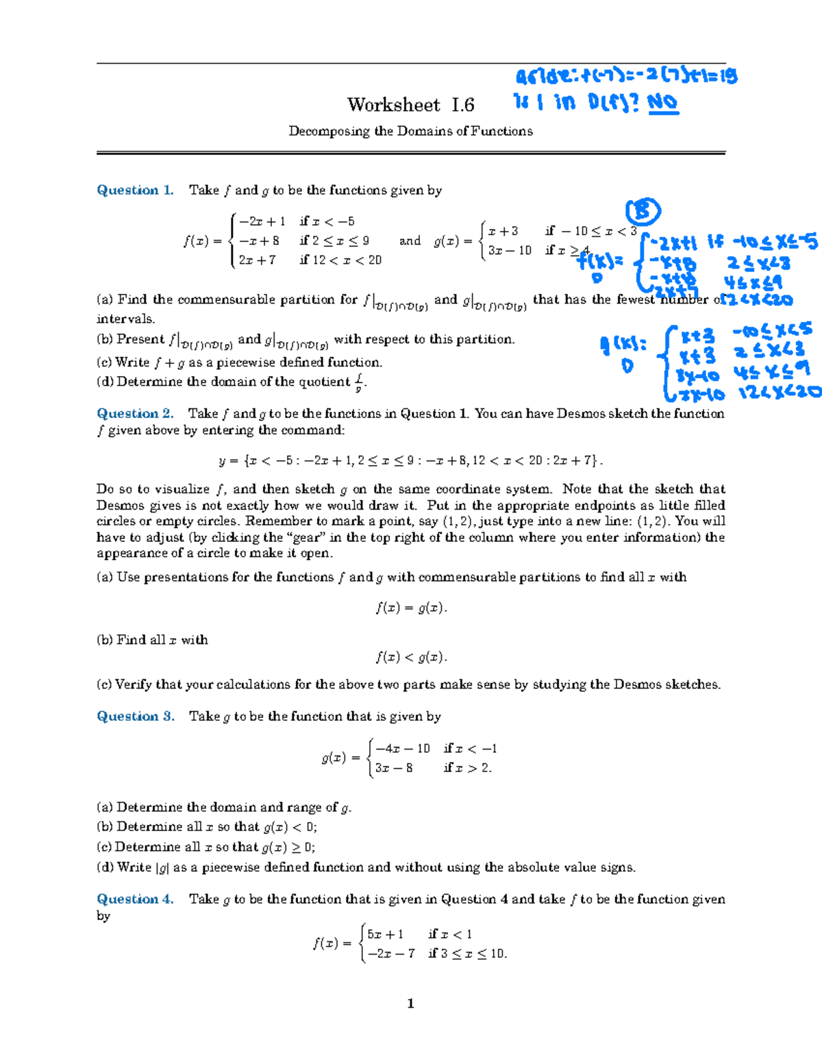WS+I-6 - david weisbart - Worksheet I. Decomposing the Domains of ...