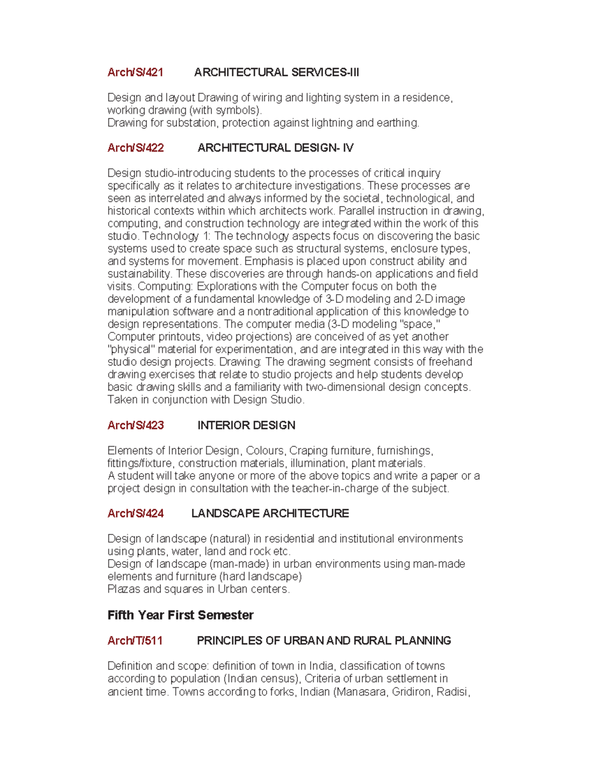 Archi lecture p4 - Arch/S/421 ARCHITECTURAL SERVICES-III Design and ...