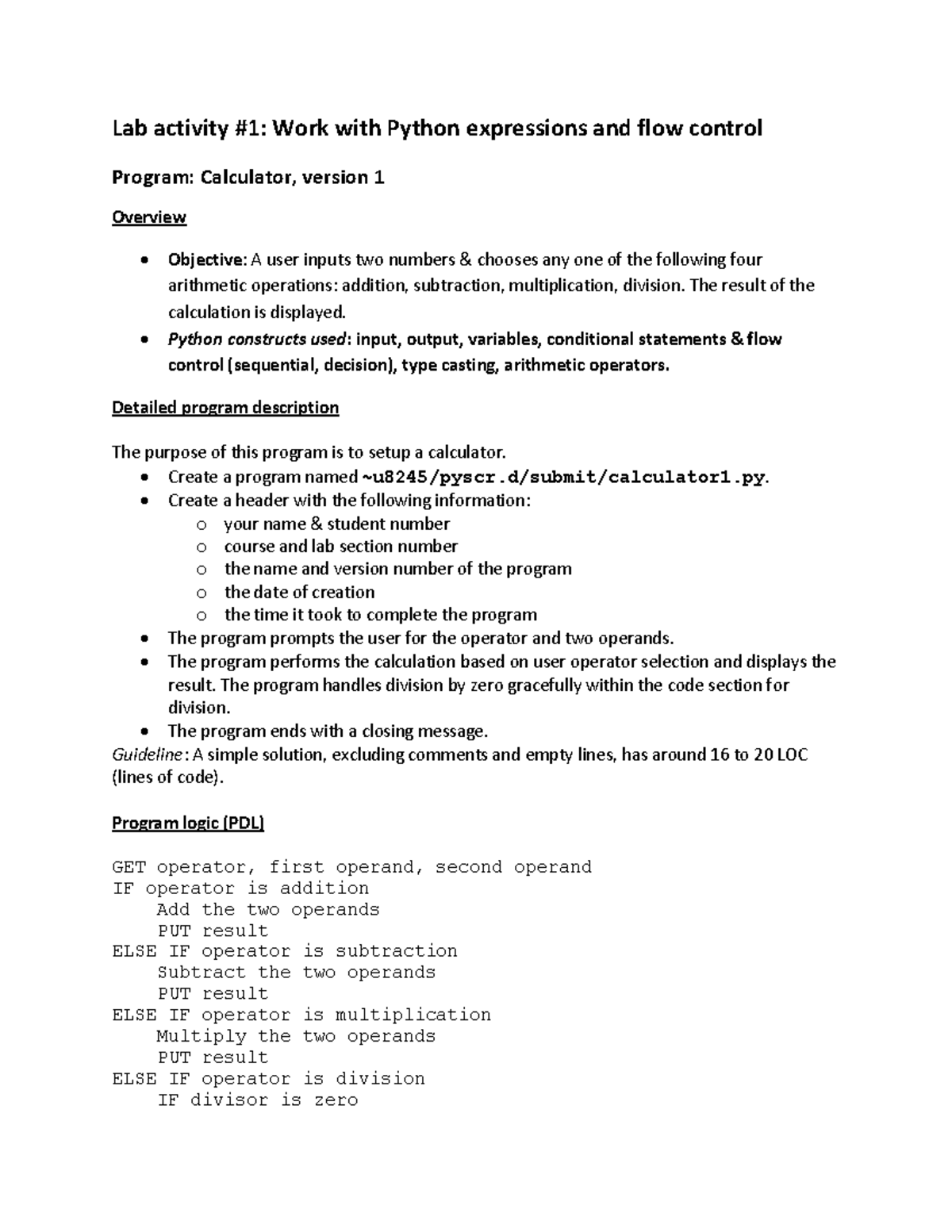 Py Lab S 21-Lab1 Calculator 1 - Lab activity #1: Work with Python ...