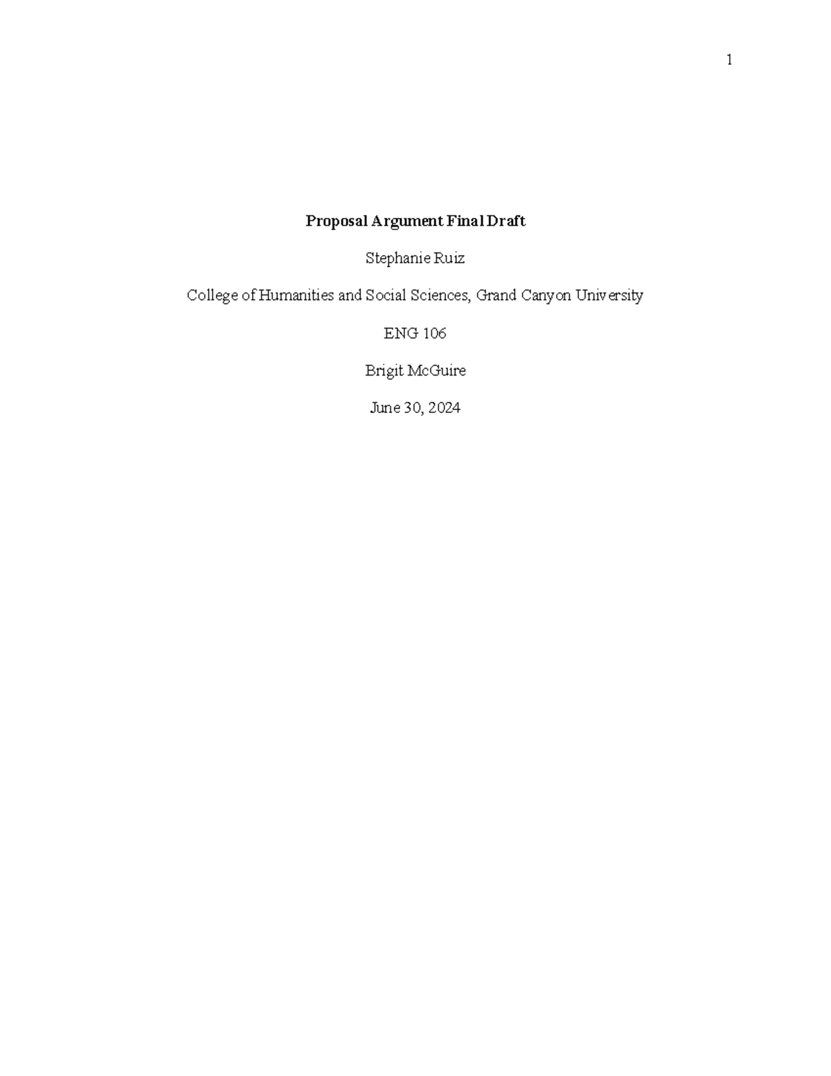 FInal draft proposal argument - Proposal Argument Final Draft Stephanie ...