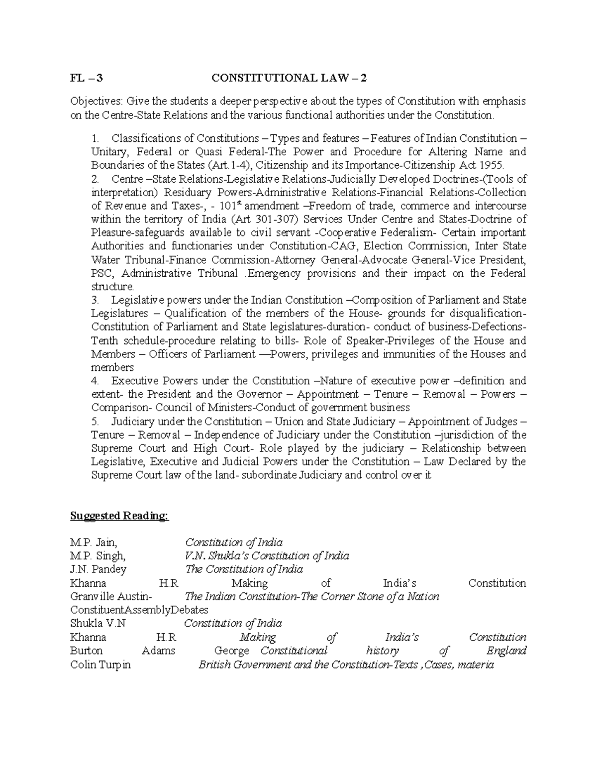 Constitutional Law II Syllabus - FL – 3 CONSTITUTIONAL LAW – 2 ...