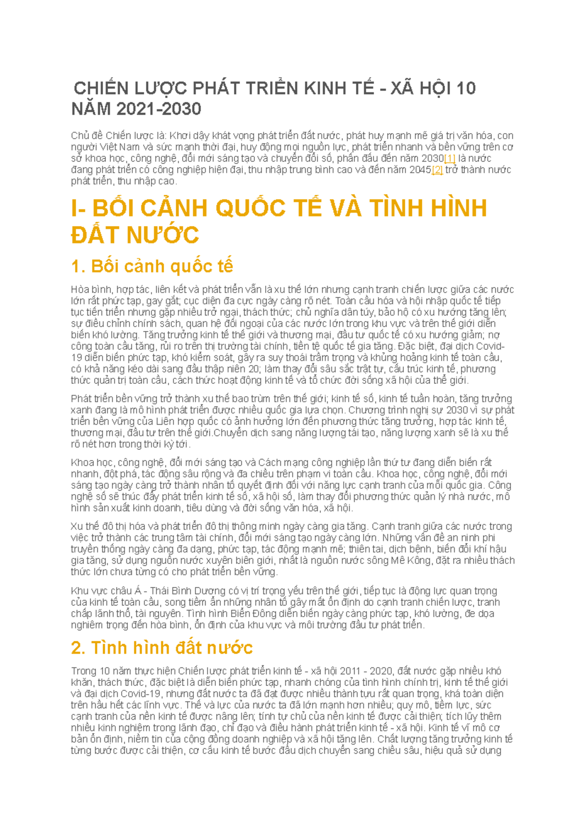 ChiẾn LƯỢc PhÁt TriỂn Kinh TẾ XÃ HỘi 10 NĂm 2021 2030 ChiẾn LƯỢc