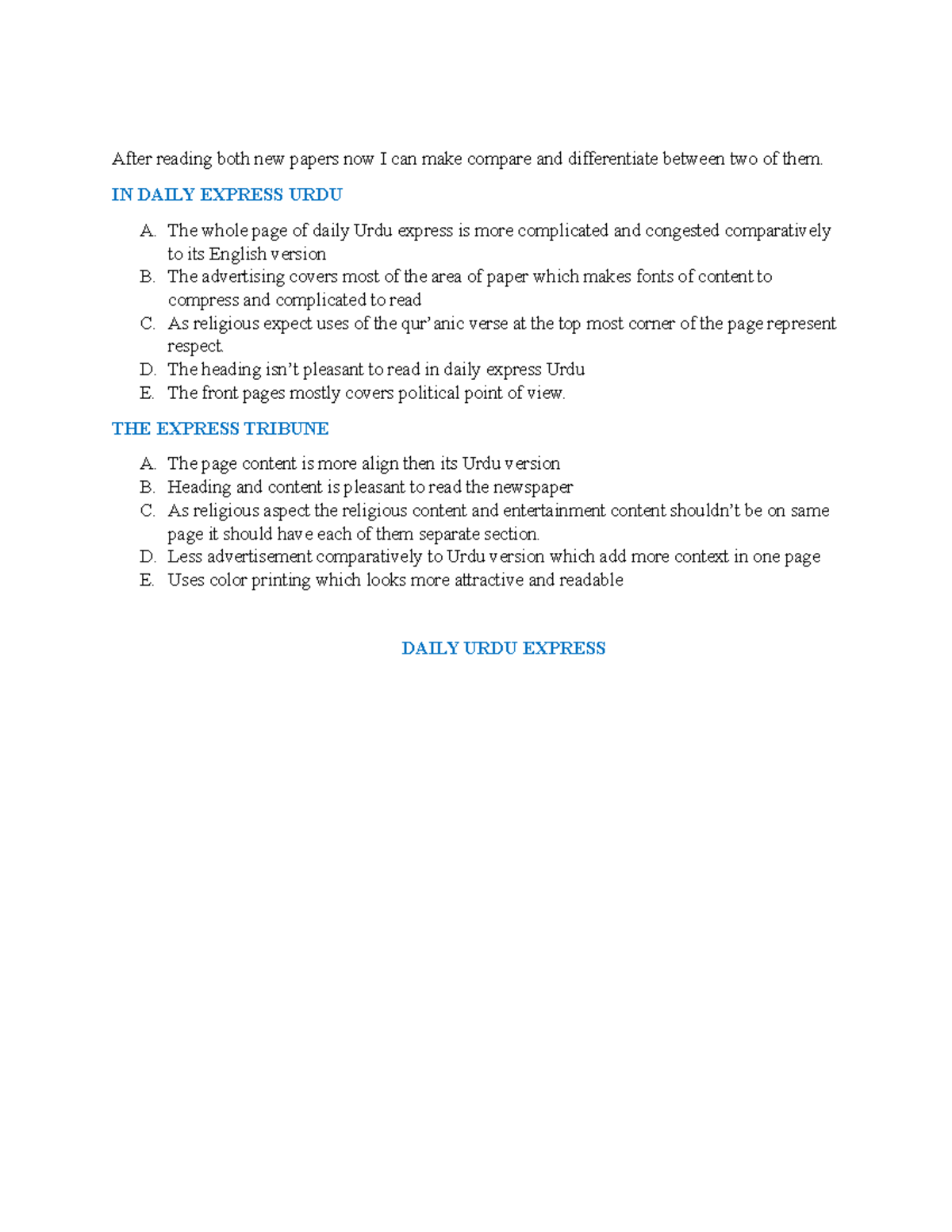 Newspaper - After reading both new papers now I can make compare and ...