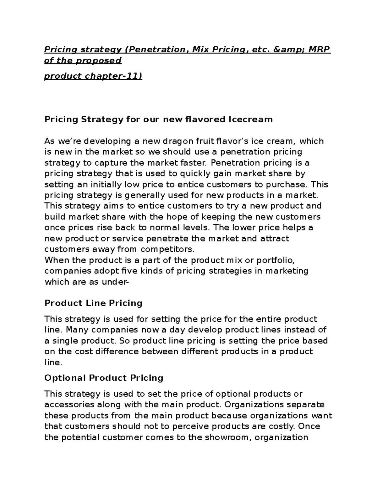 MKT201 - hello - Pricing strategy (Penetration, Mix Pricing, etc. & MRP ...