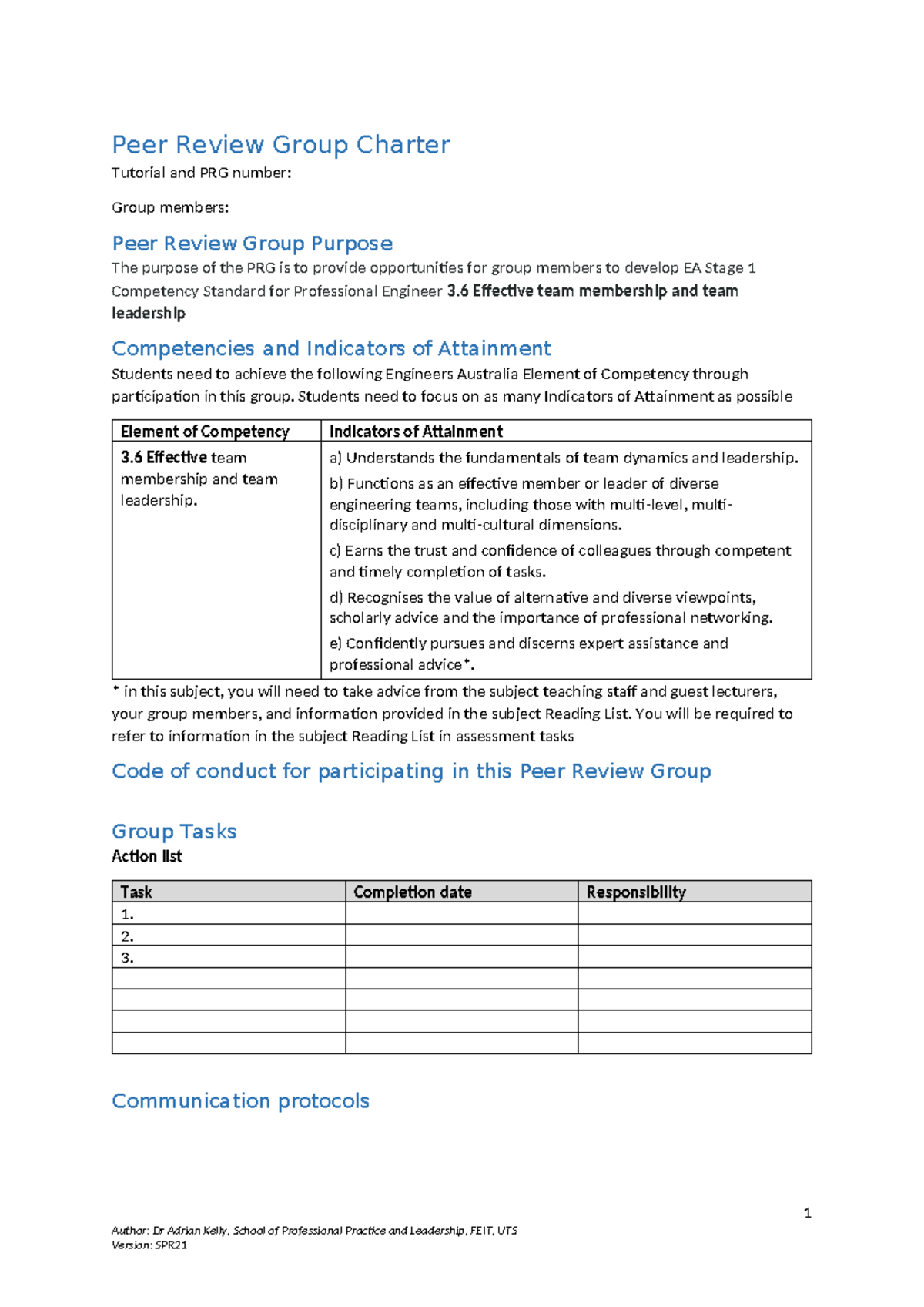 PRG Charter Template - Peer Review Group Charter Tutorial and PRG ...